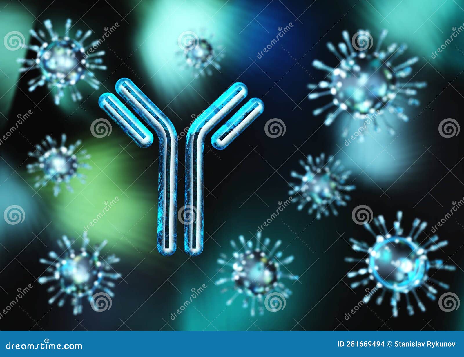 Antibodies, Immunoglobulins, the Immune System, 3D Rendering Stock ...