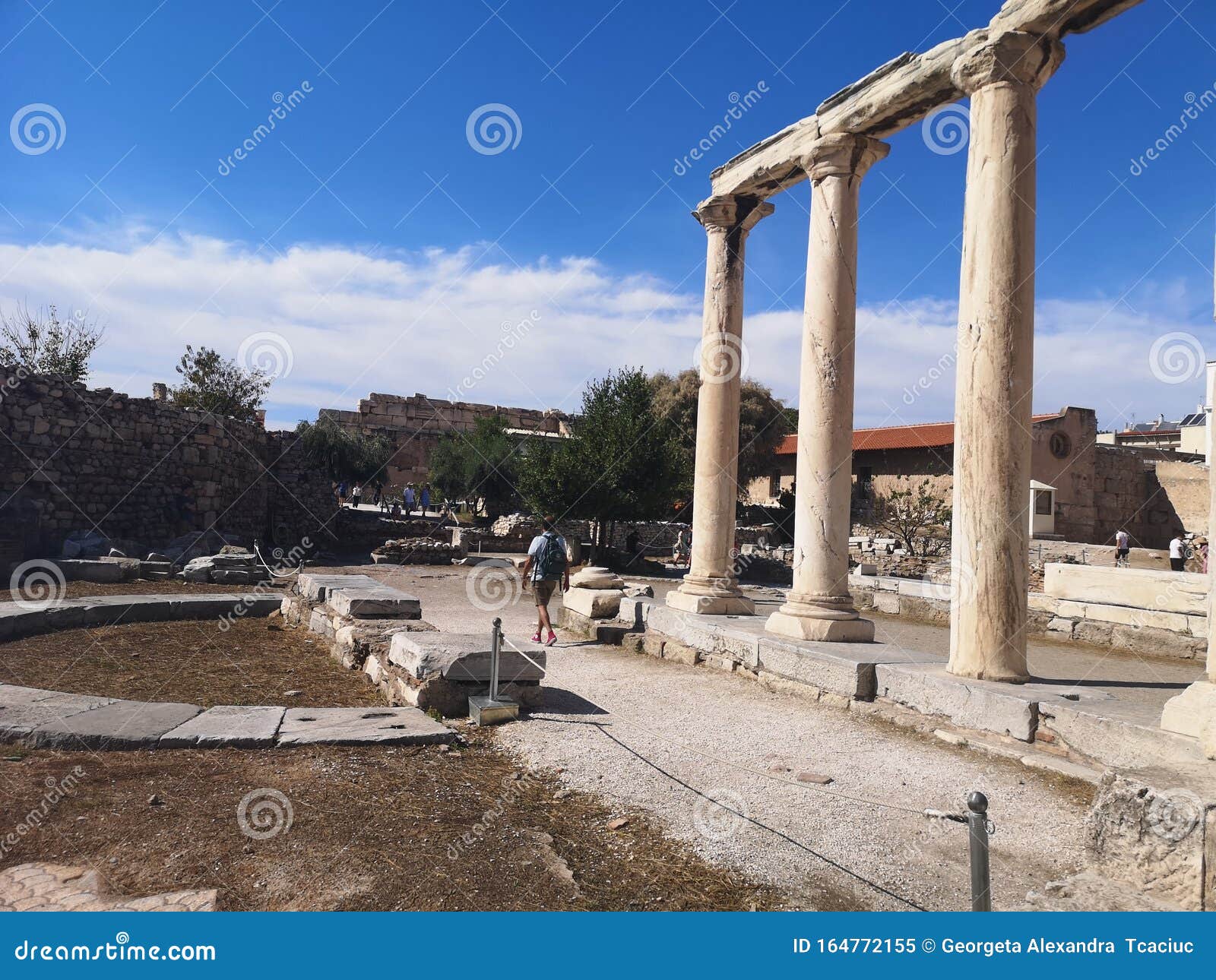 Antic Ruins with Colons from Touristic Athens Stock Image - Image of ...
