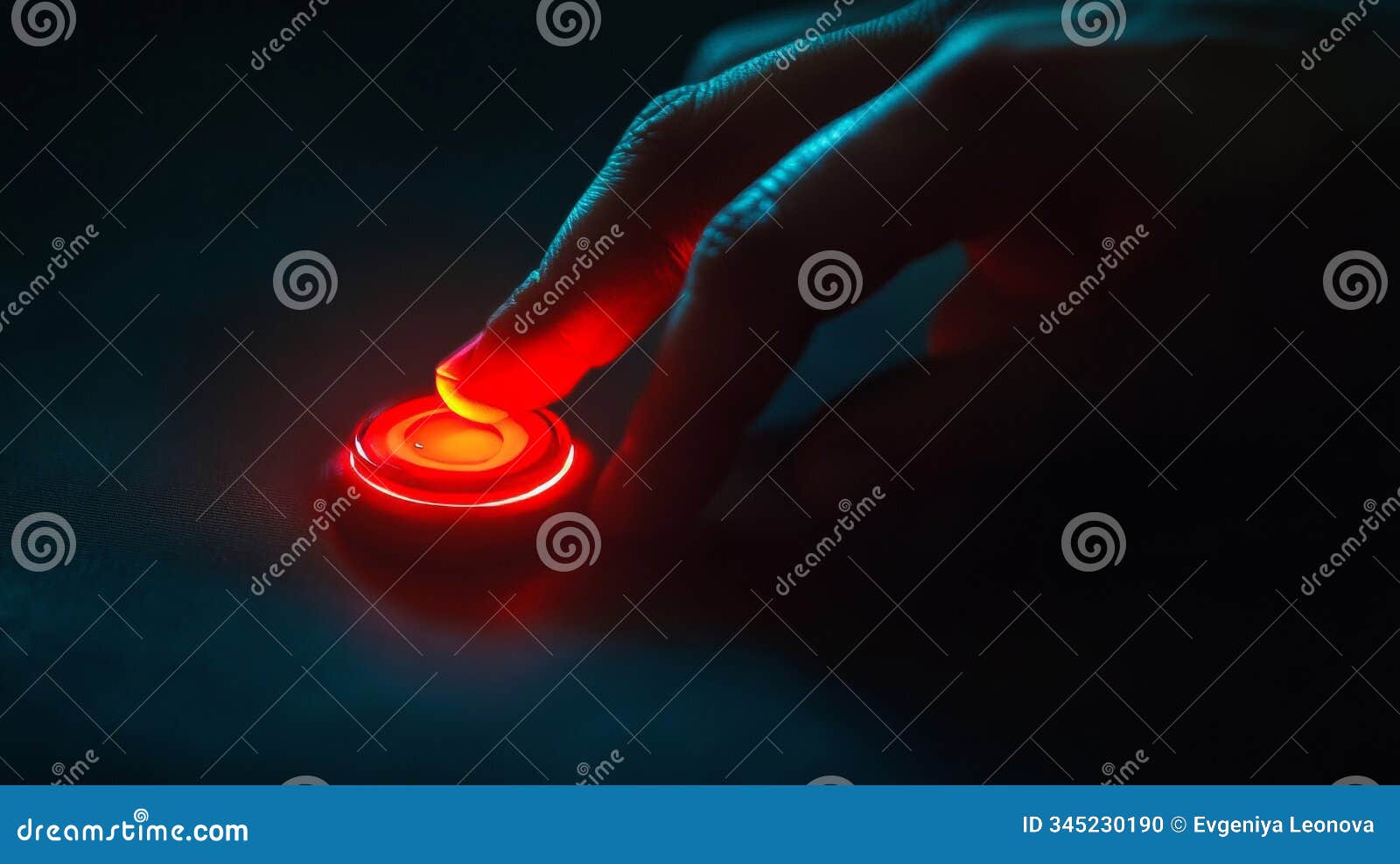 Anticipation in the Shadows a Hand Hovering Over a Glowing Red Button ...