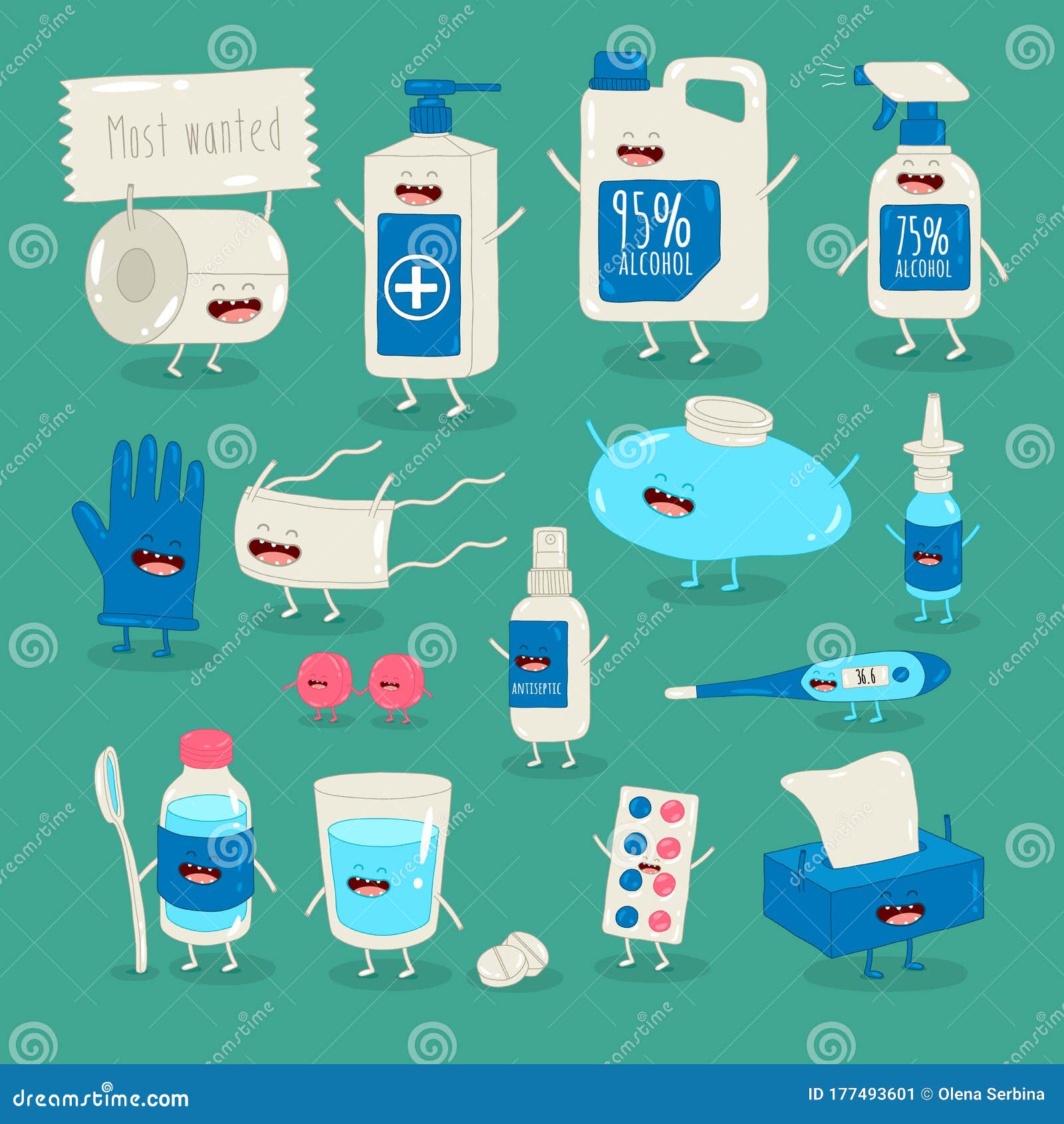 Anticoronavirus Set of Life Saving Items. Vector Graphics Stock ...