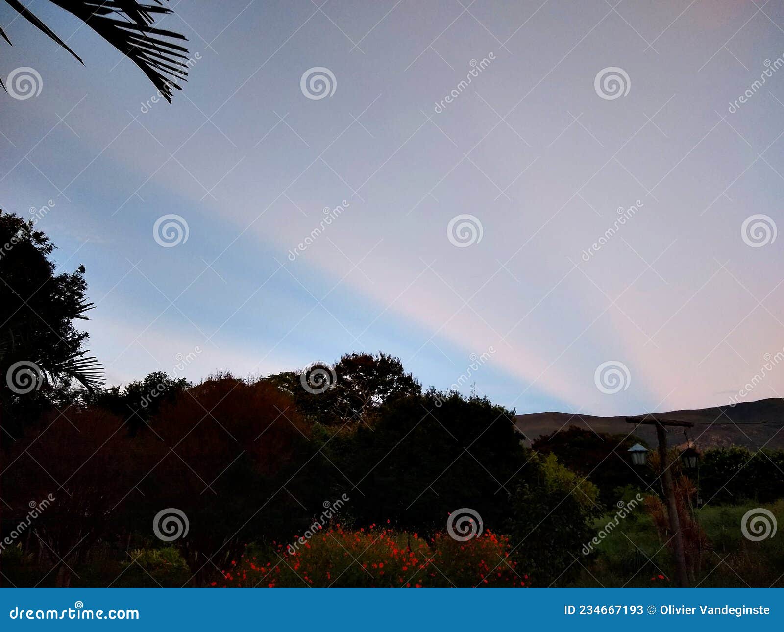 Anti Crepuscular Rays Over the Hills of Brazil. Stock Image - Image of ...