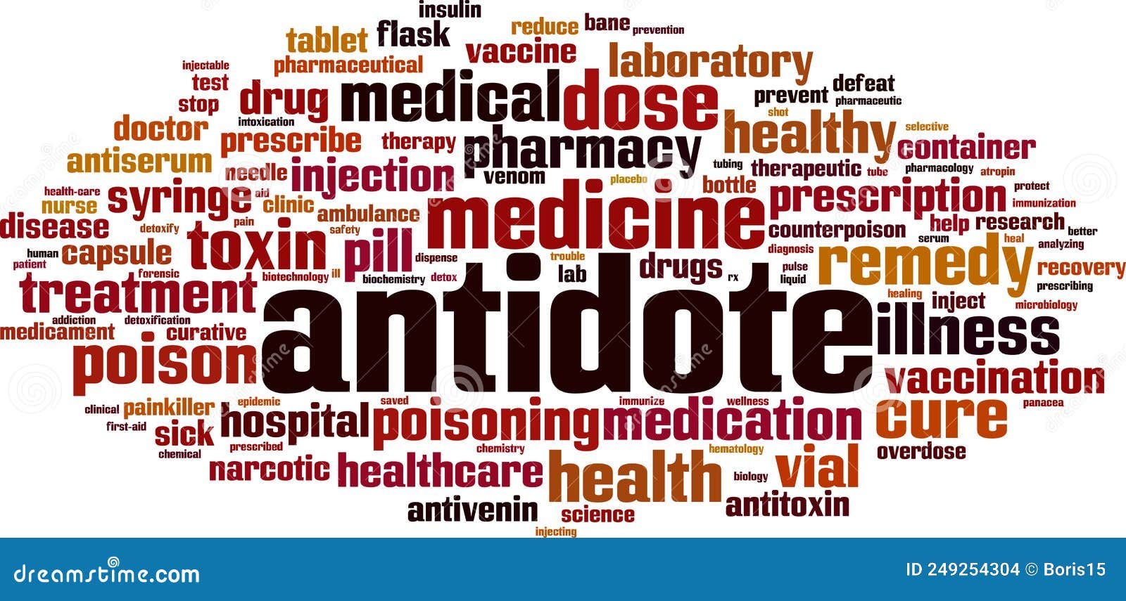 Antidote word cloud stock vector. Illustration of pharmacy - 249254304