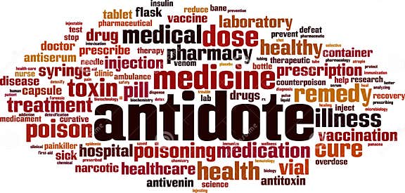 Antidote word cloud stock vector. Illustration of pharmacy - 249254304