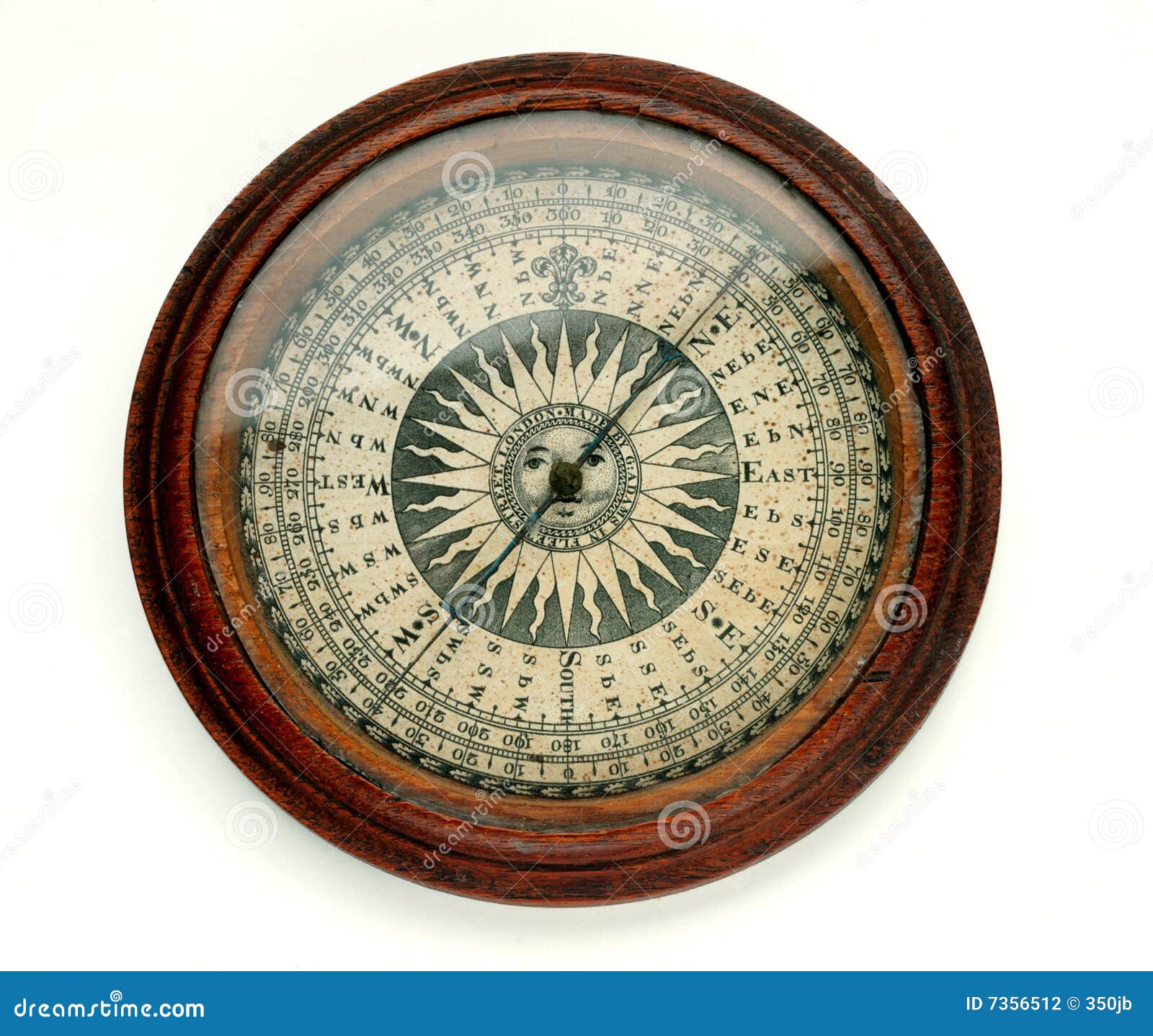 Antiek kompas stock foto. Image of nearsighted, oost, apparatuur - 7356512