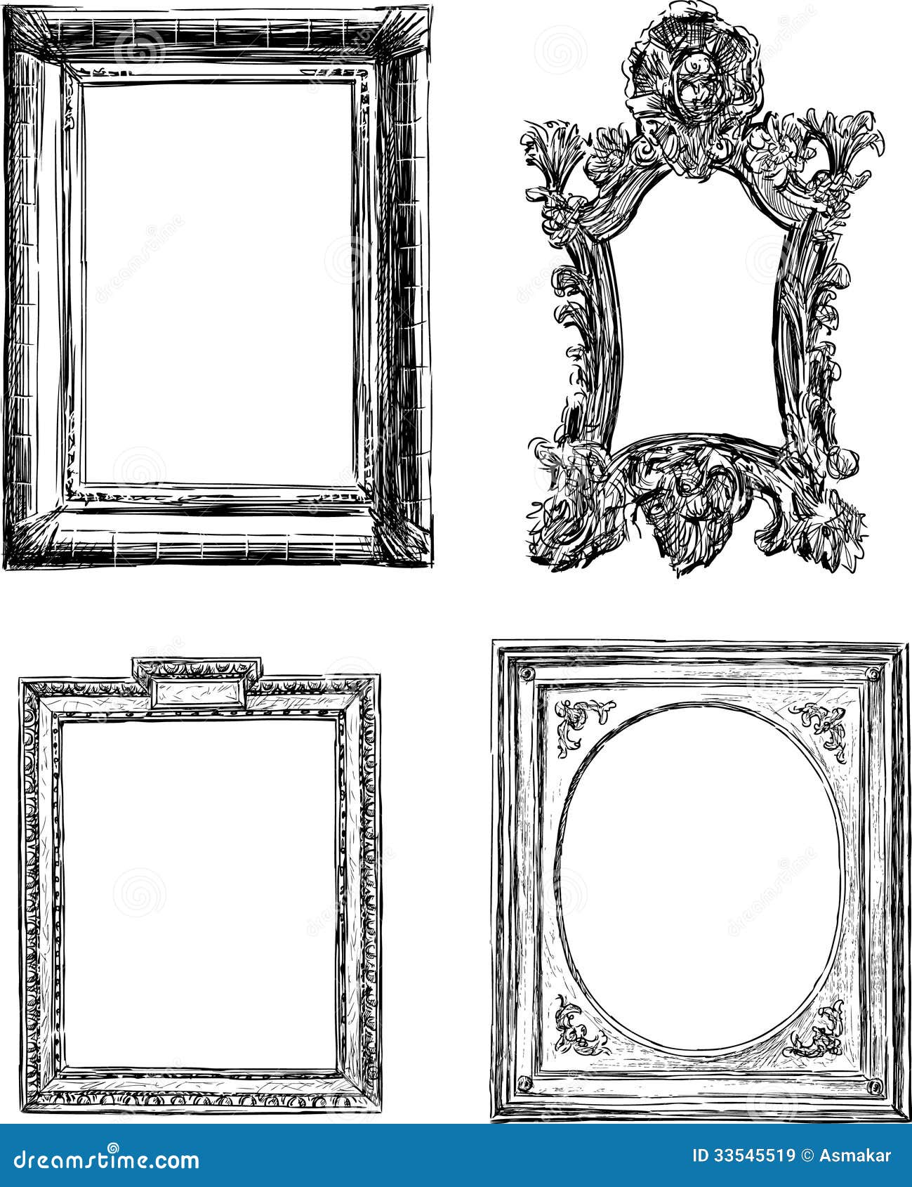 Antieke decoratieve kaders vector illustratie. Illustration of barok ...