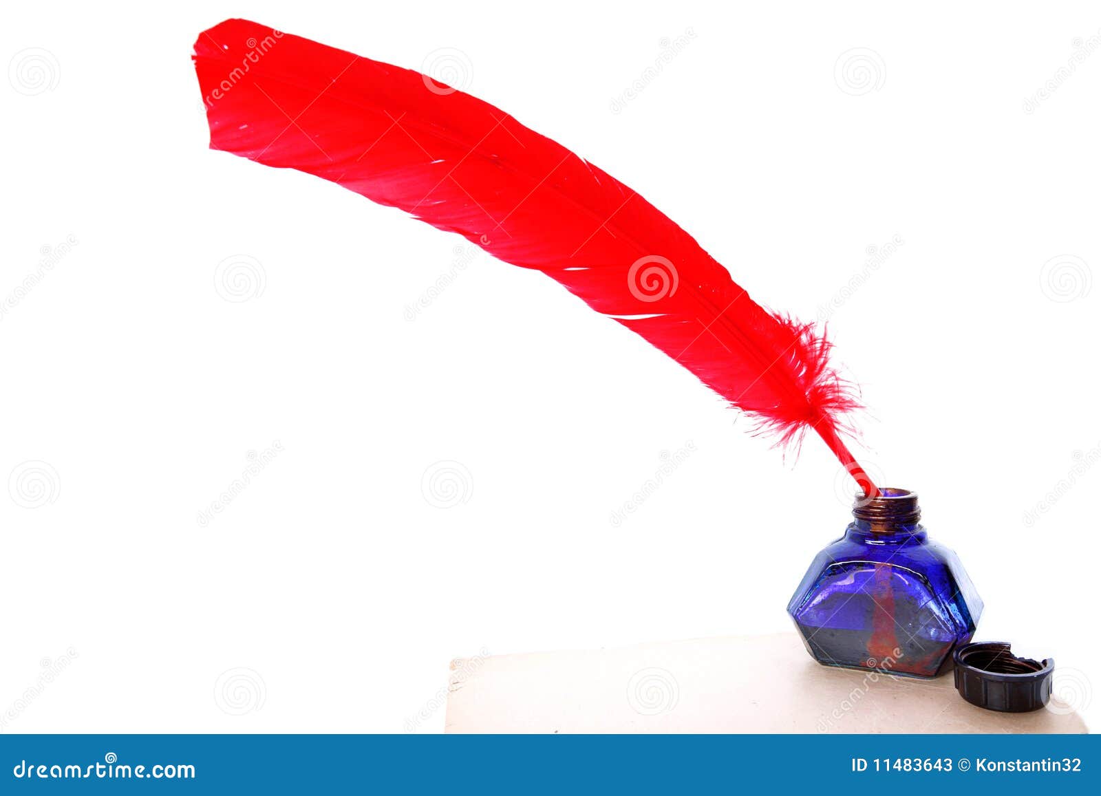 Antieke Rode Pen En Inktpot Stock Afbeelding - Image of voorwerp ...