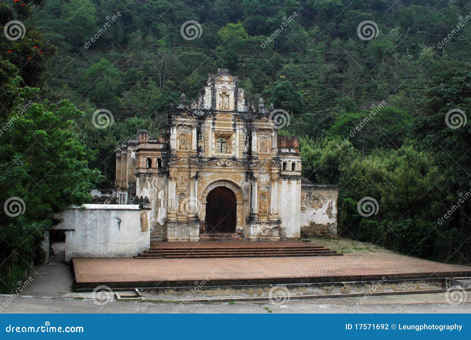 Antigua Guatemala Roadside Church Stock Photo - Image of mountain ...