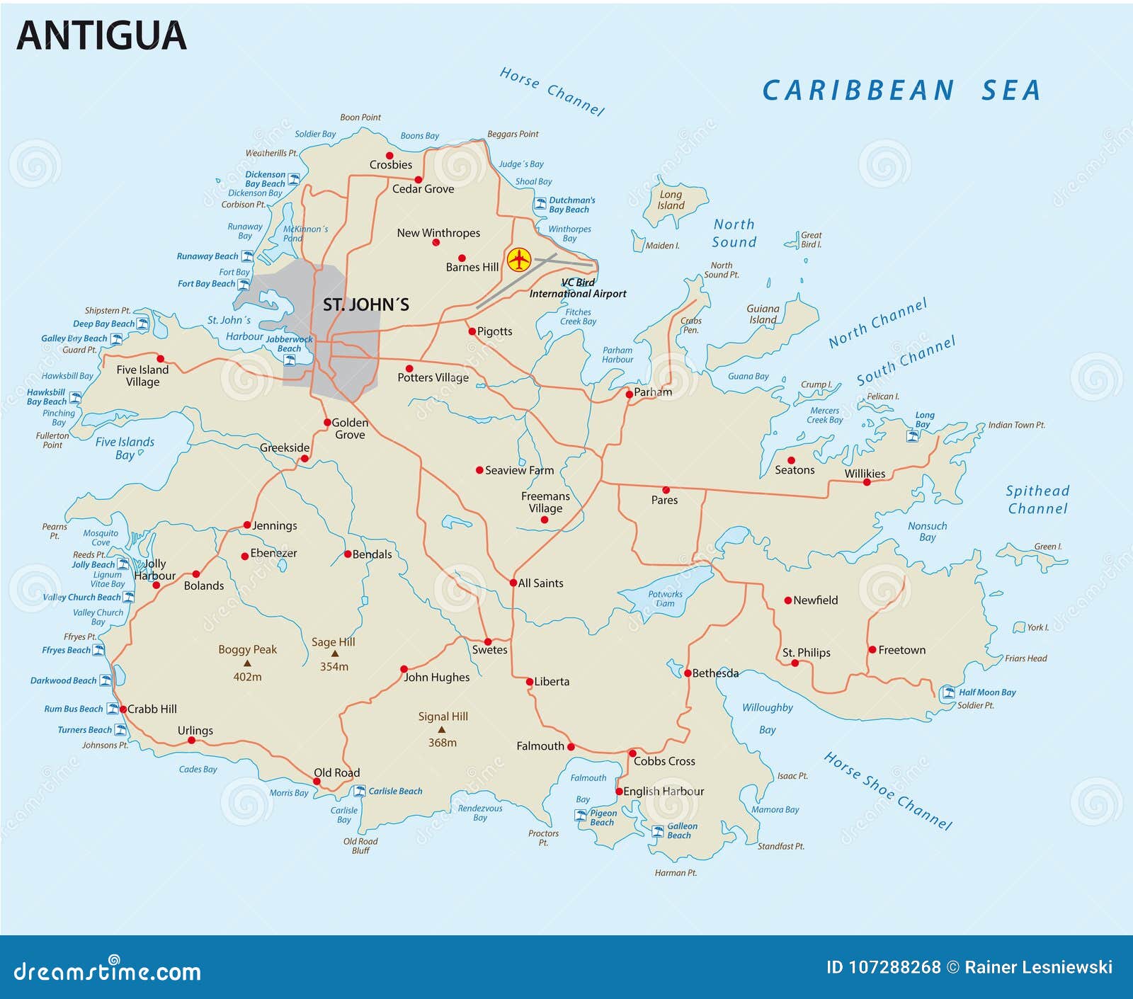 Antigua Road Map Stock Photography | CartoonDealer.com #67671878