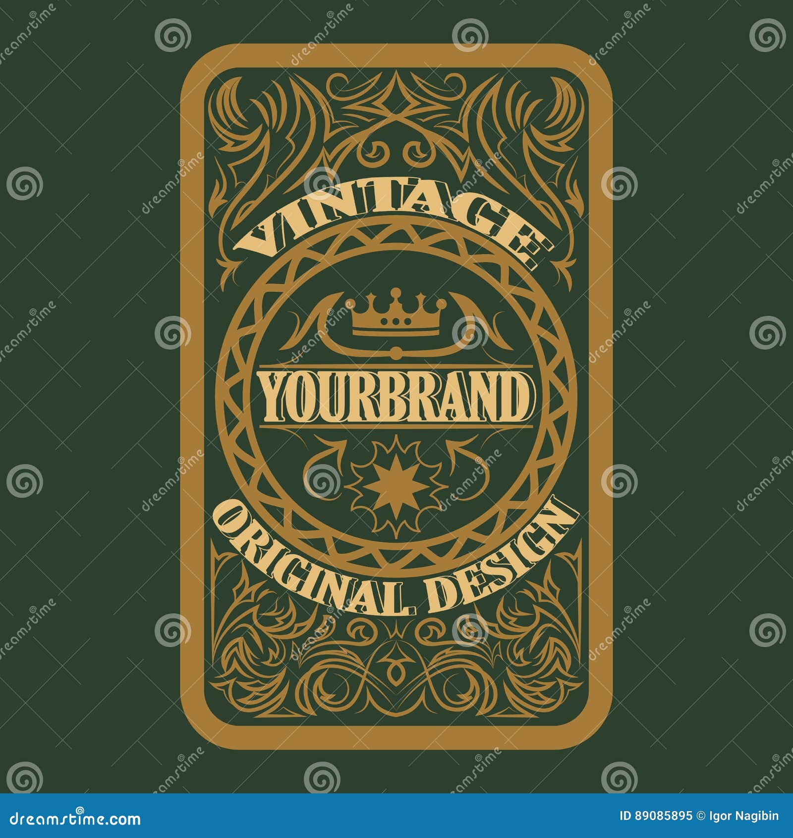 Antik Etikett, Tappningramdesign, Retro Logo Vektor Illustrationer ...