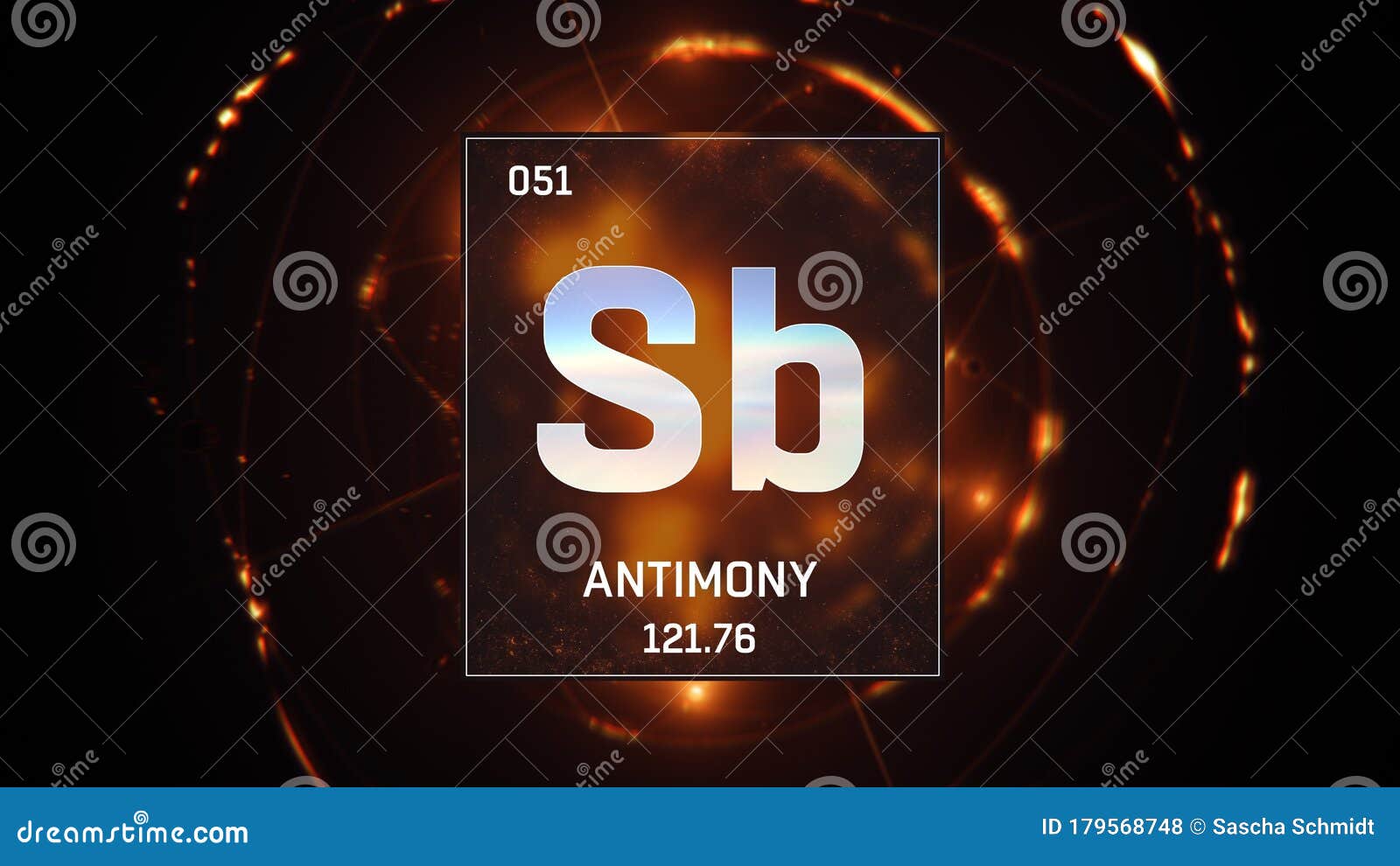 Antimony As Element 51of the Periodic Table 3D Illustration on Orange ...