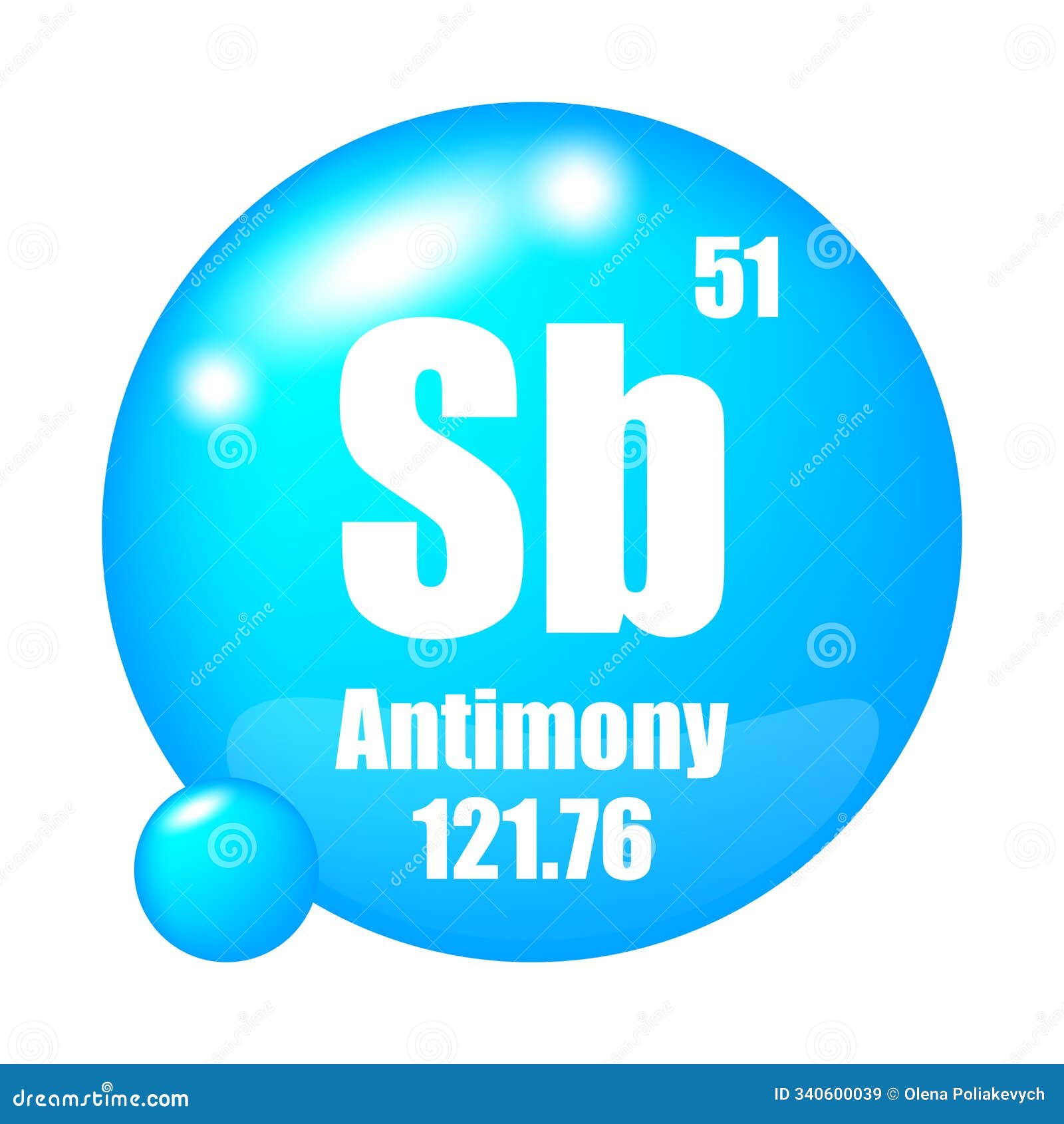 Antimony Icon. Sb Chemical Element. Atomic Number 51. Mass 121.76. Blue ...