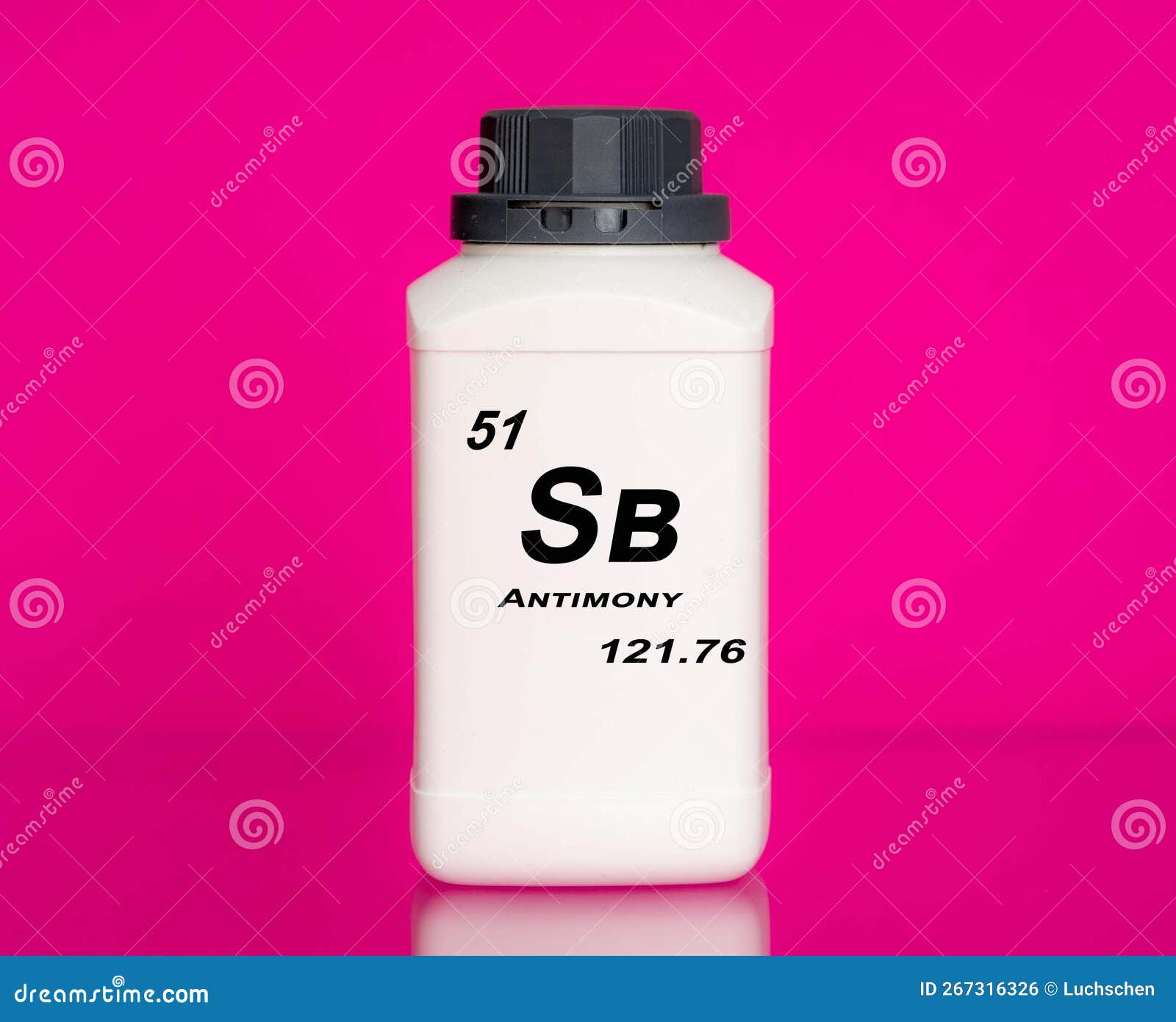 Antimony Sb Chemical Element in a Laboratory Plastic Container Stock ...