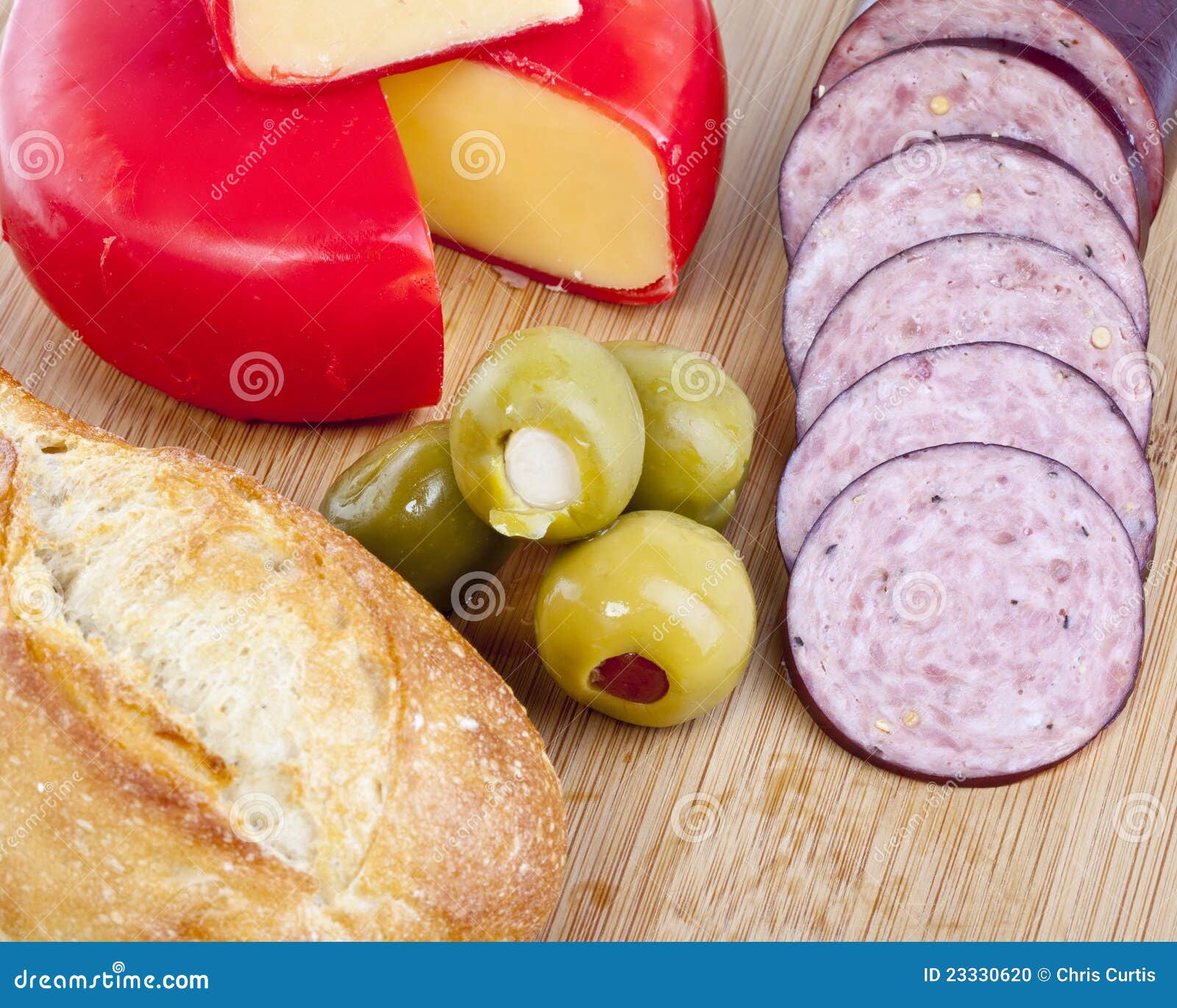 Antipasto of Meat, Cheese, Bread and Olives Stock Photo - Image of ...