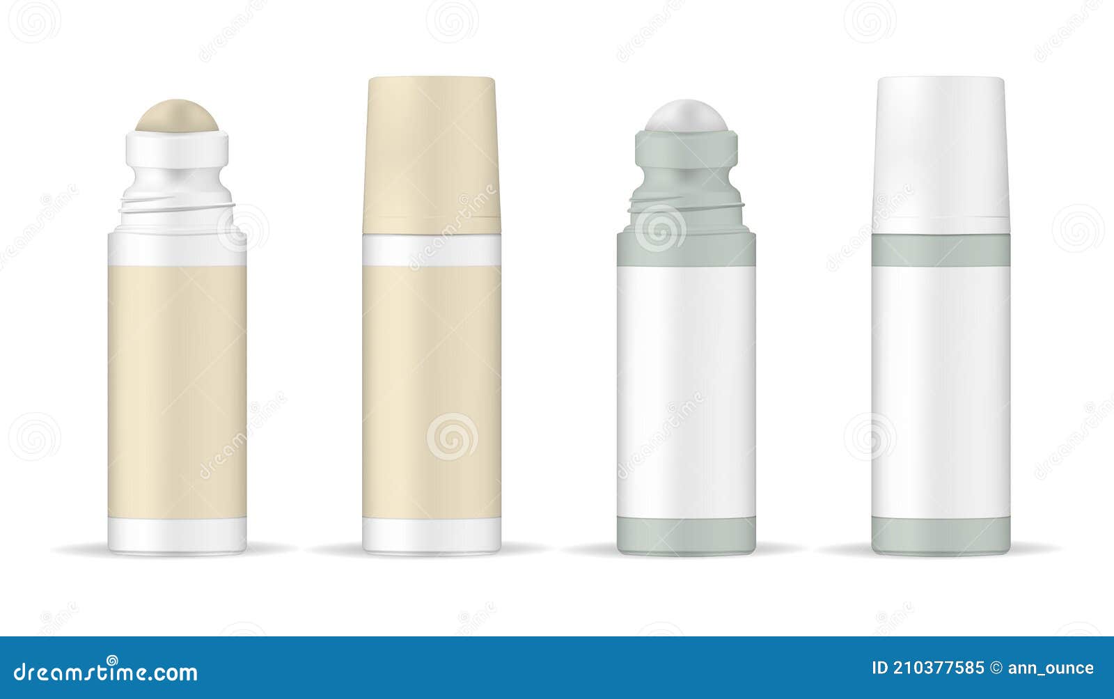 Antiperspirant Deodorant Roll-on, Mockup. Open And Closed Bottle With ...