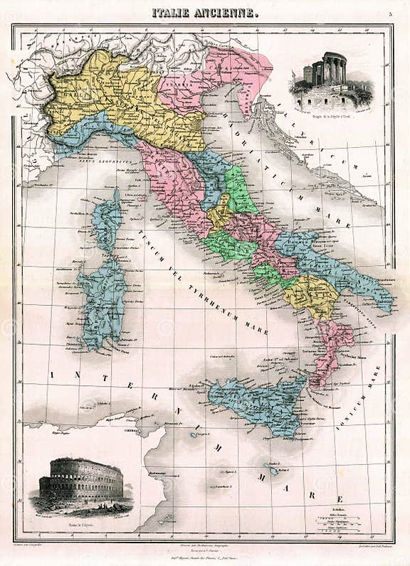 Antique 1870 Map of Ancient Italy Stock Illustration - Illustration of ...