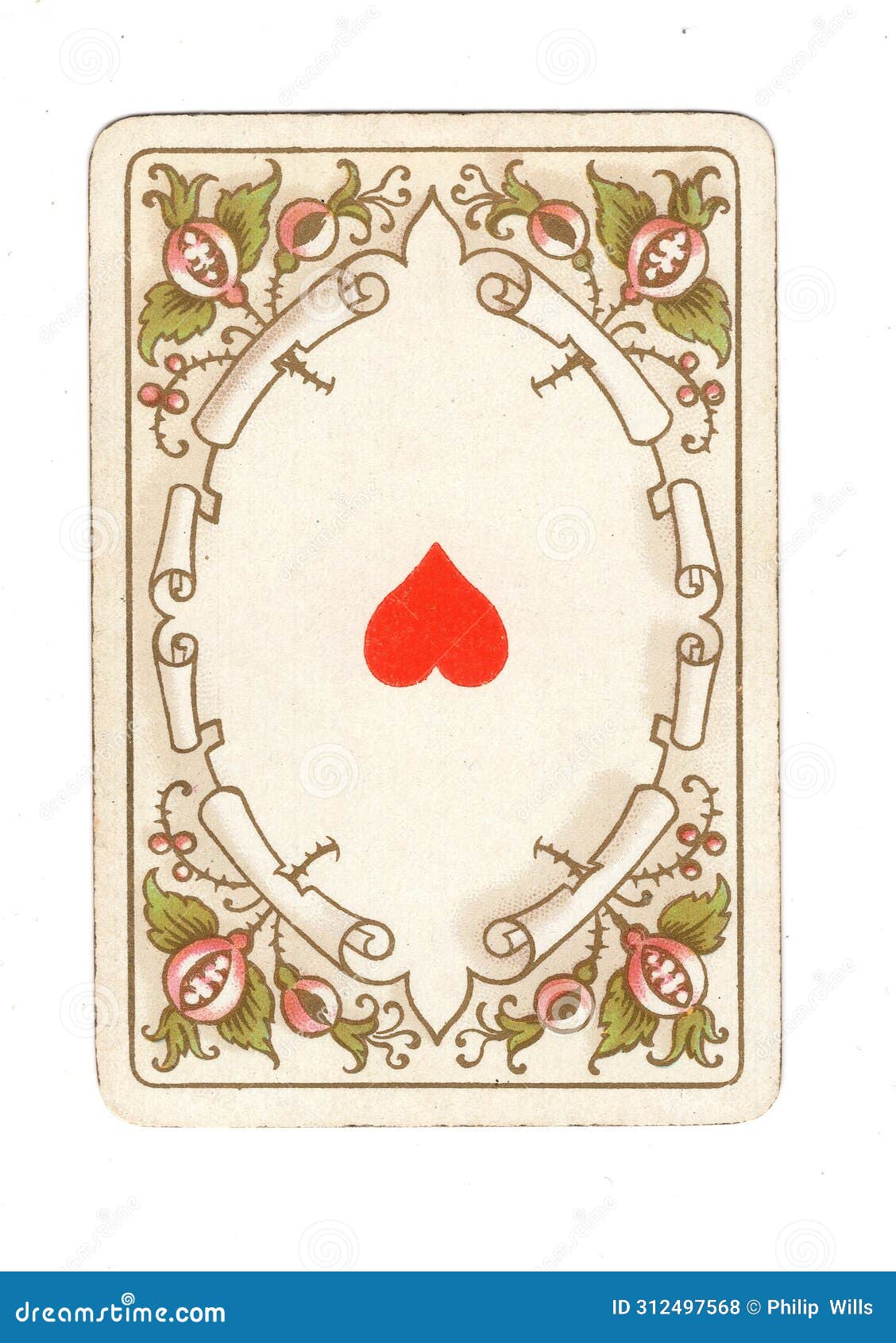 An Antique Ace of Hearts Playing Card. Stock Illustration ...