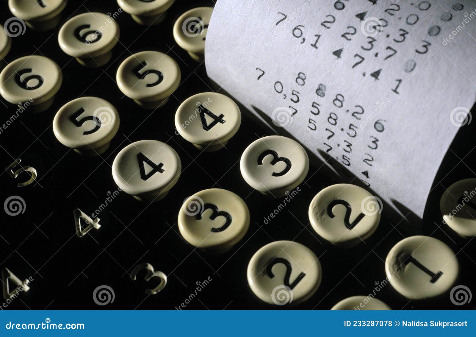 Antique Adding Machine Keys Close-up Stock Photo - Image of calculating ...