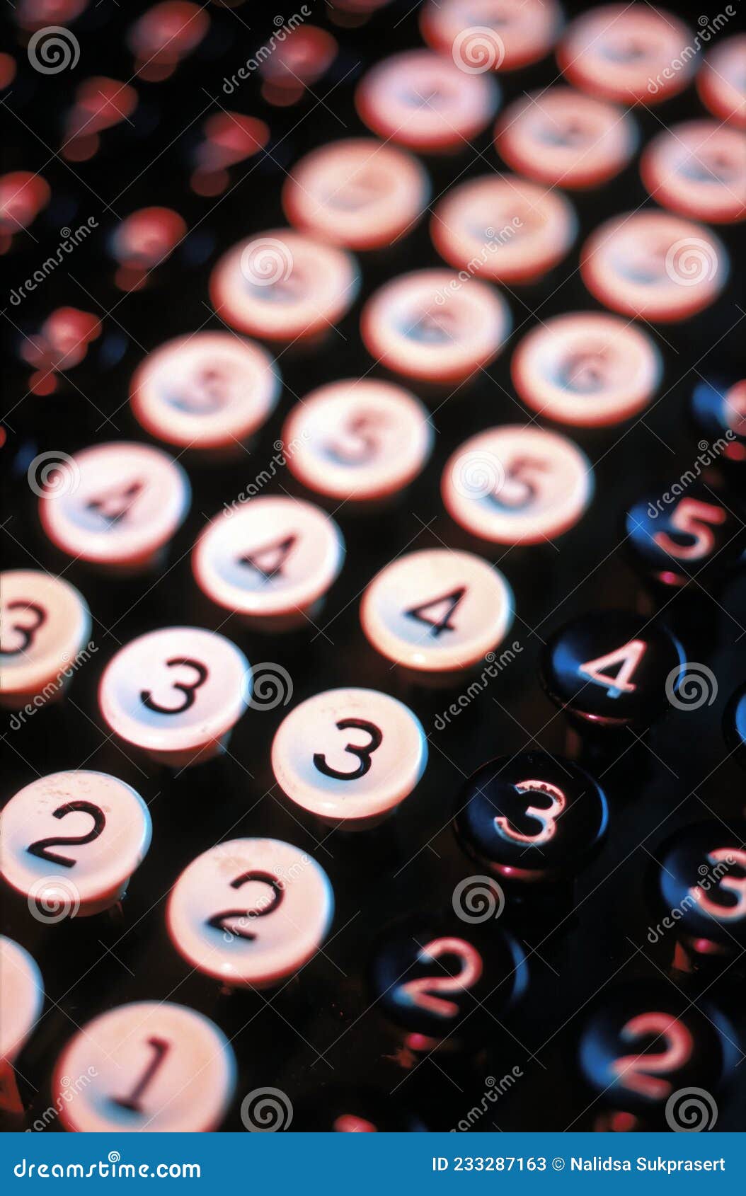 Antique Adding Machine Keys Close-up Stock Image - Image of calculating ...
