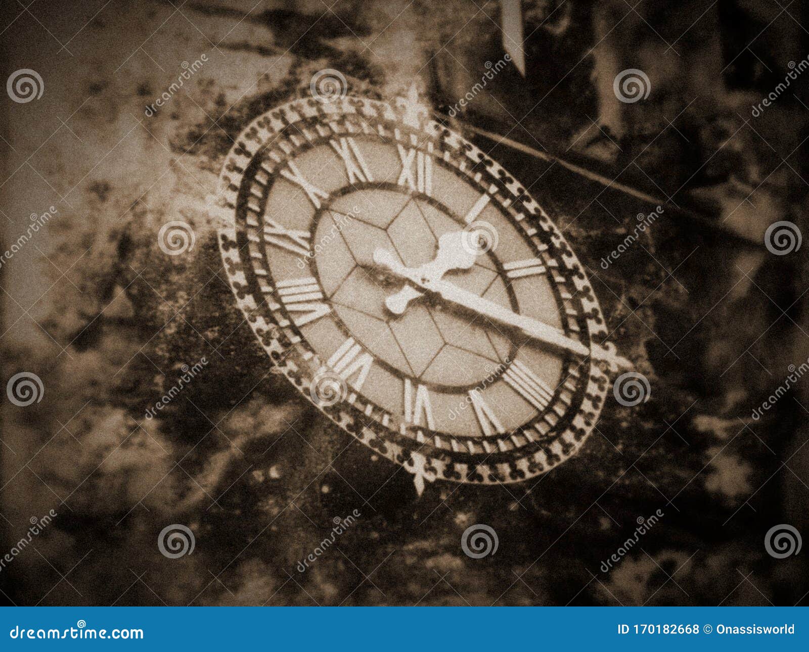 Antique Aged Tower Clock with Hands Stock Photo - Image of hands, clock ...