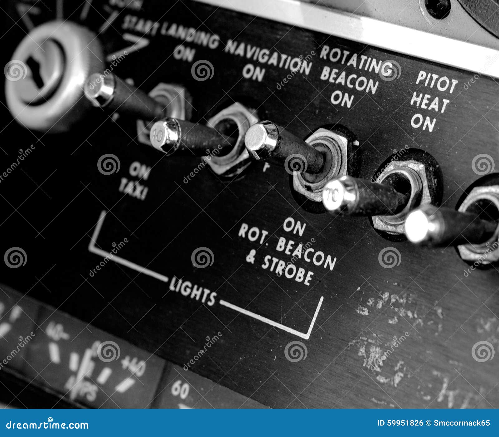 Antique airplane panel stock photo. Image of toggleswitch - 59951826