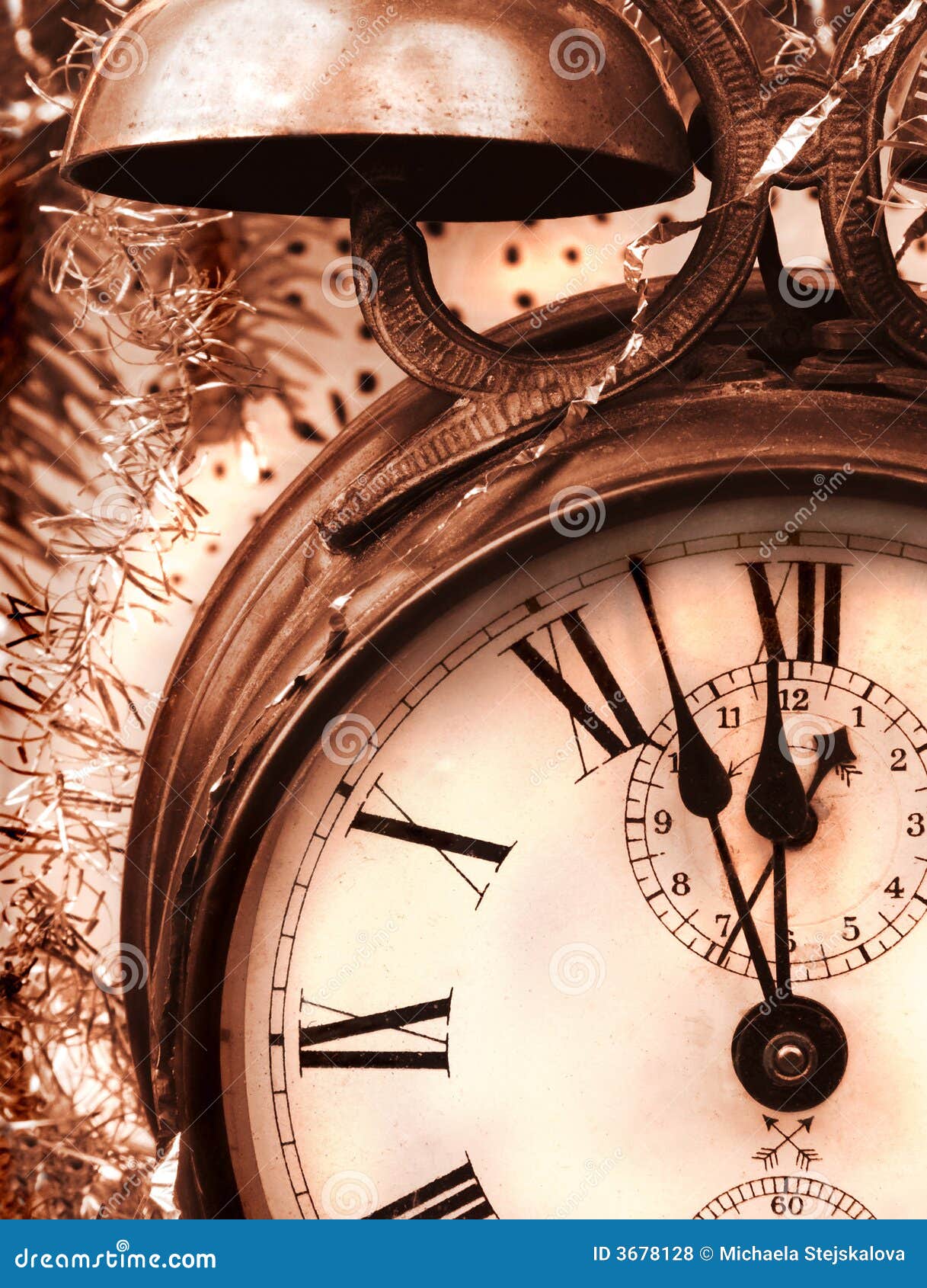 Antique Alarm Clock On A White Background And Using The Isolate ...