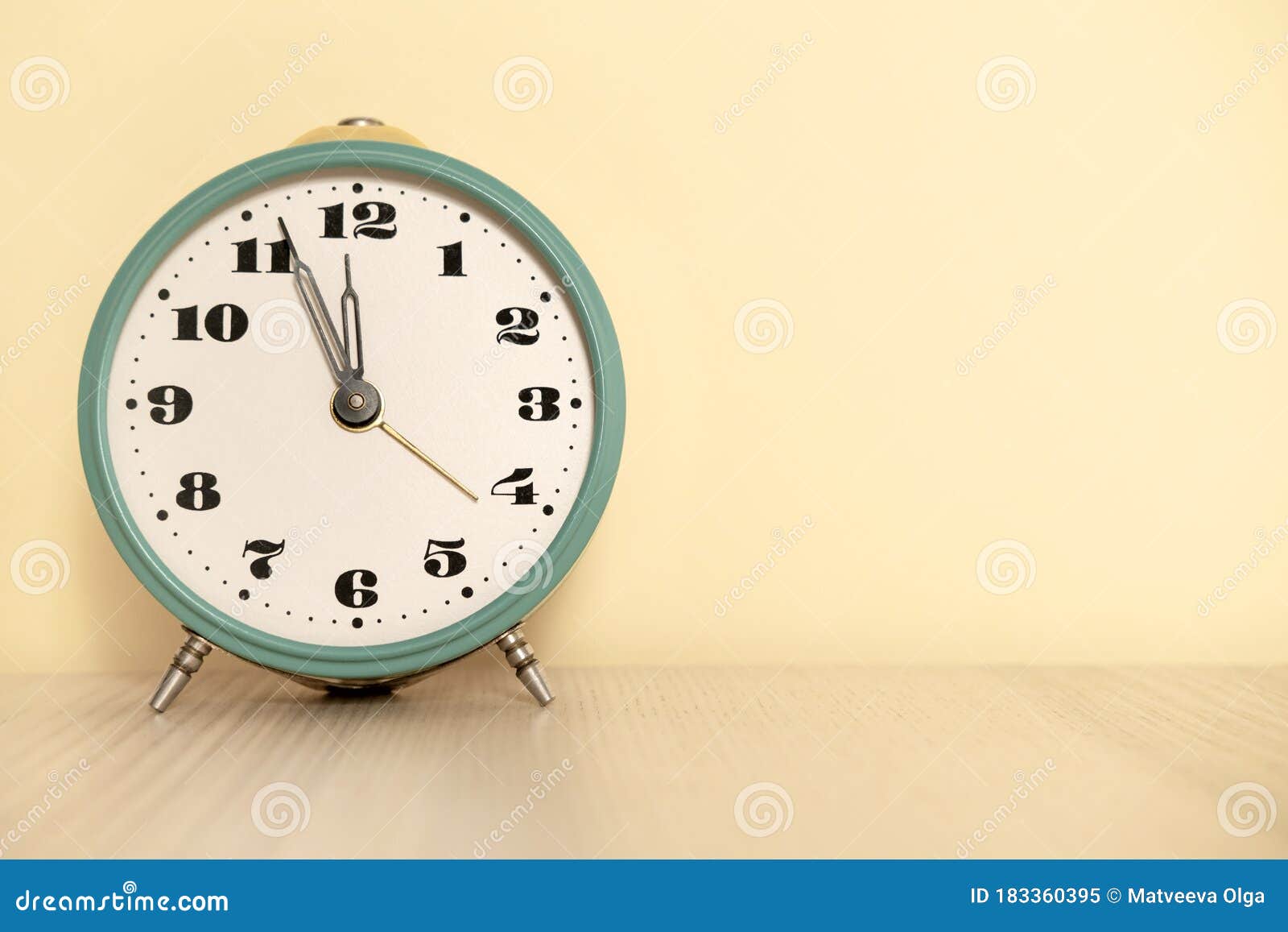 Antique Analog Clock with Hands Set at 12:00. 11:55 a.m. 00:00 12:00 24 ...