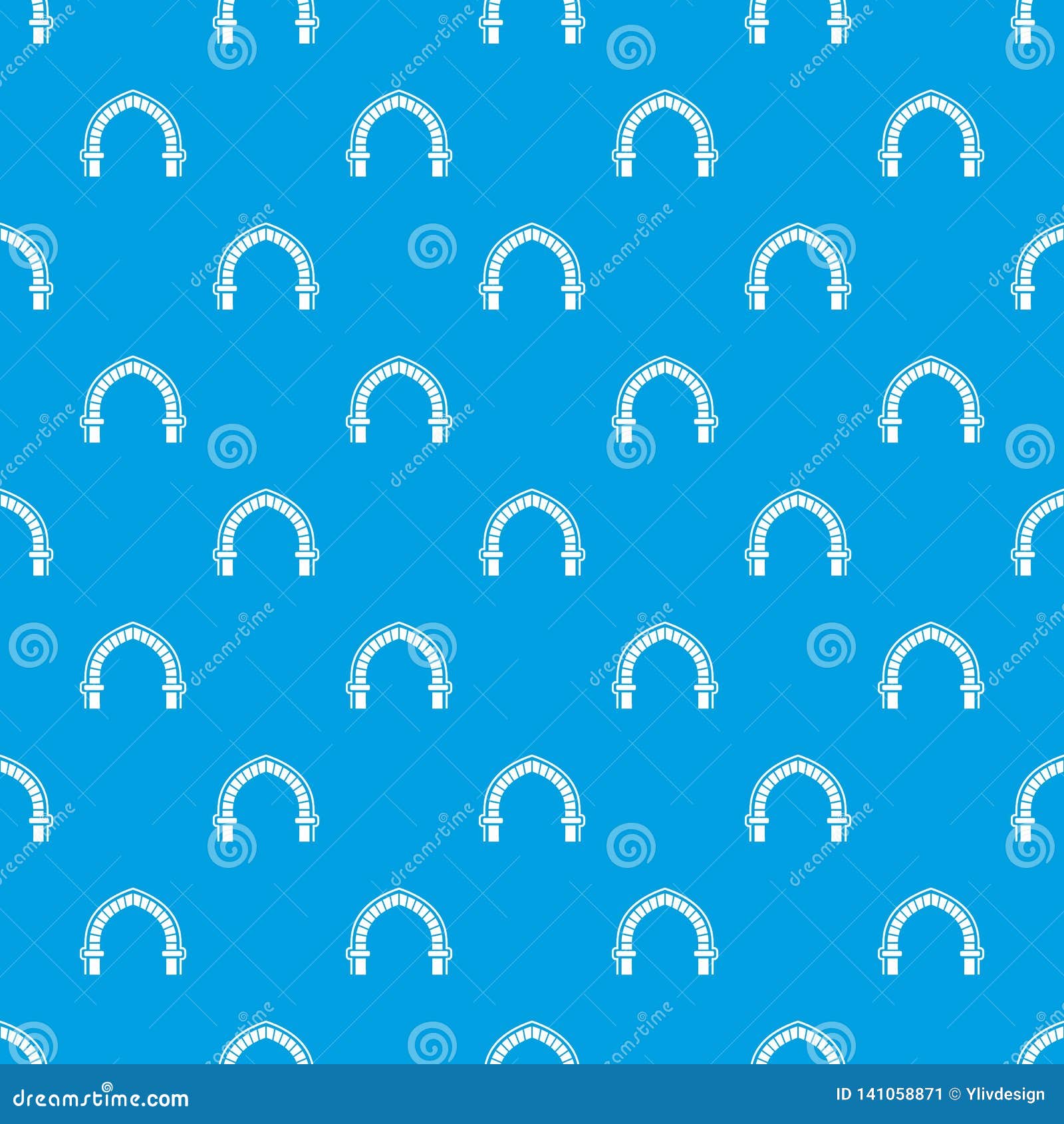 Antique Arch Pattern Vector Seamless Blue Stock Vector - Illustration ...