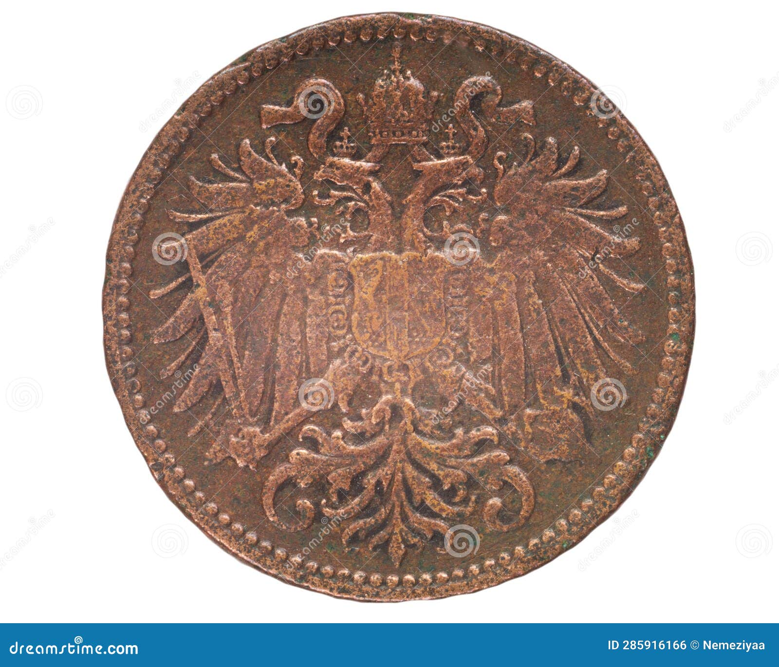 Antique Austrian Copper Coin Stock Photo - Image of cash, closeup ...