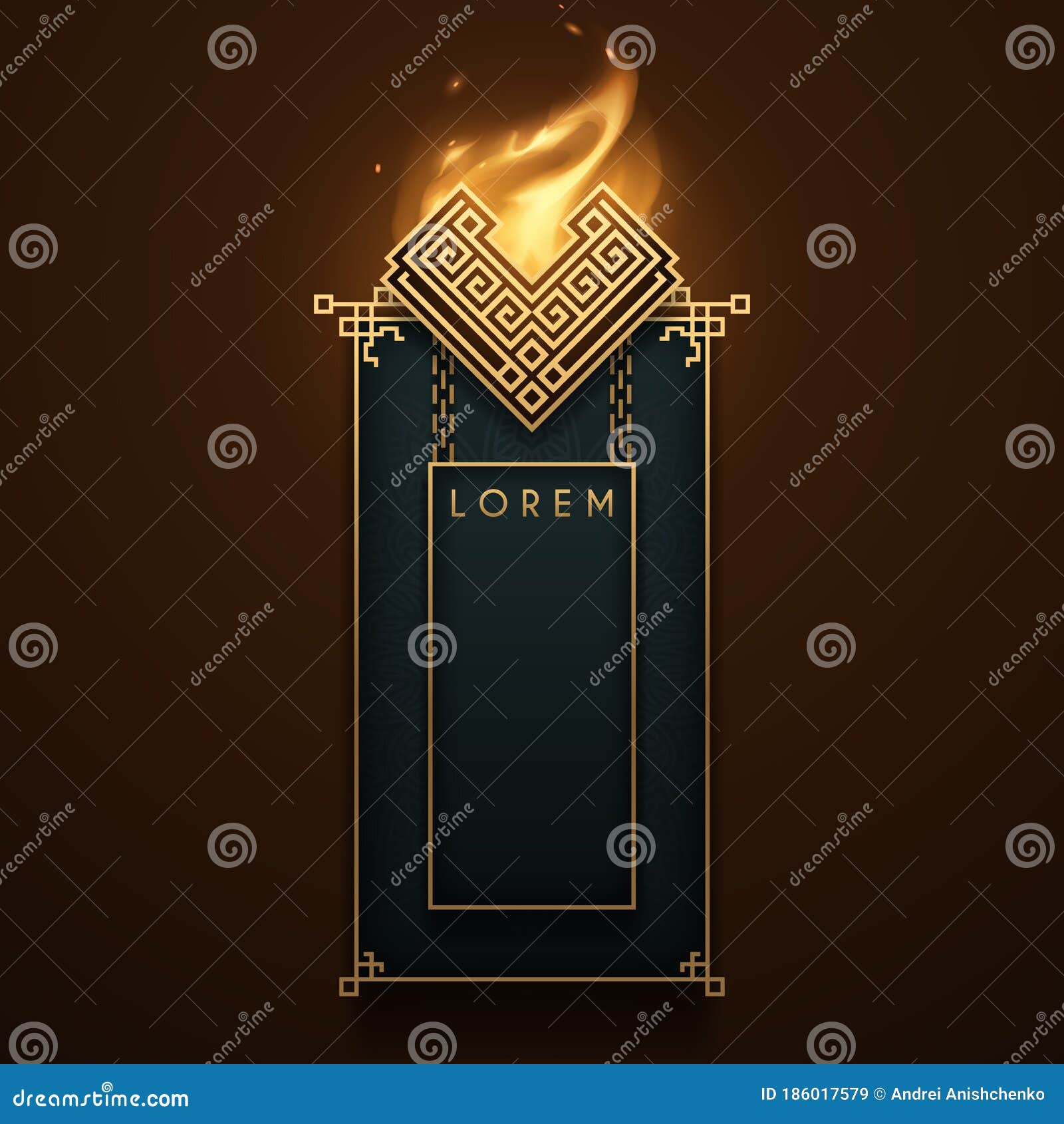 Antique Banner Template with Flame Stock Vector - Illustration of ...