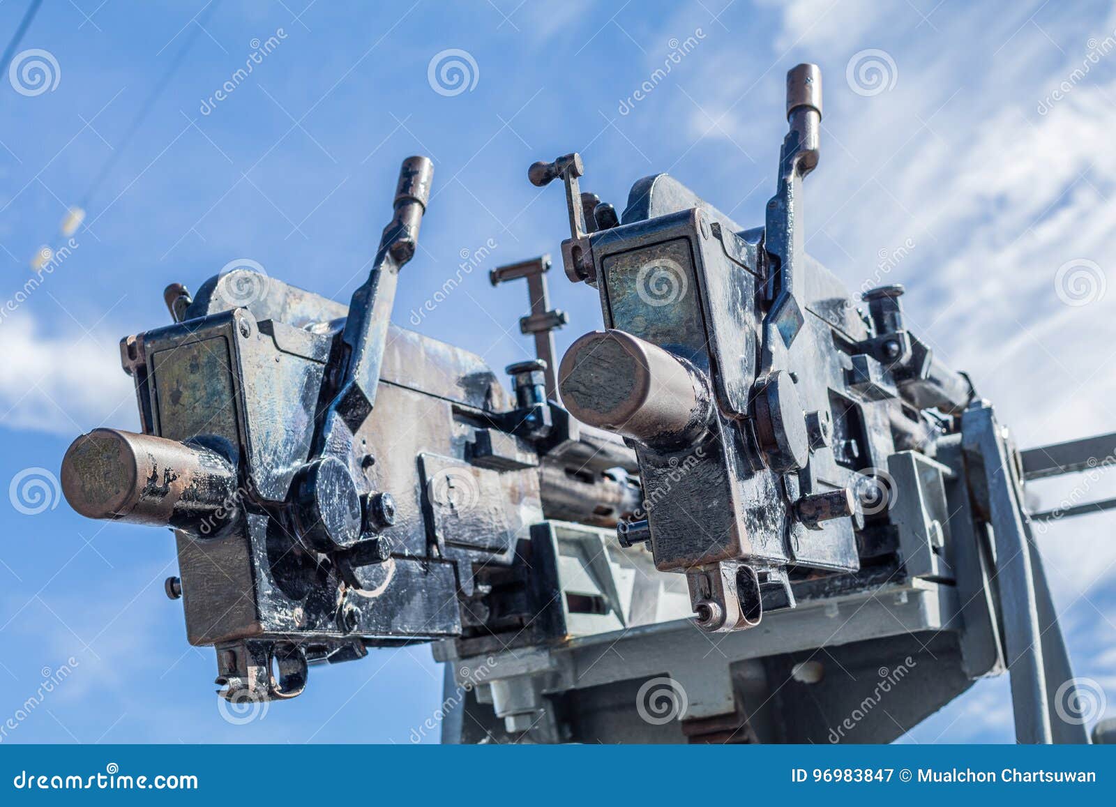 Antique Battle Ship Machine Guns Stock Image - Image of military, navy ...