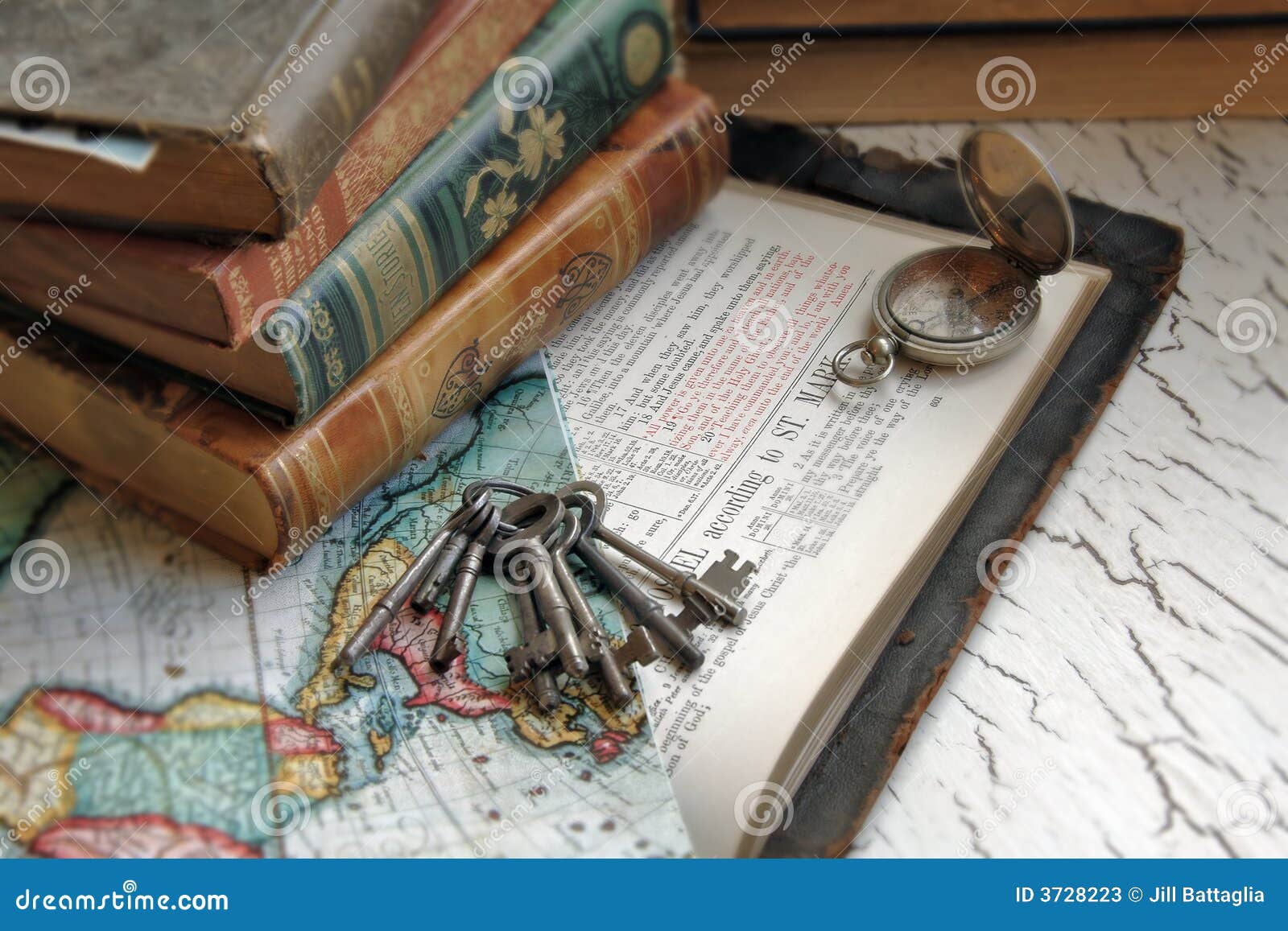 Antique Bible and Keys stock image. Image of text, truth - 3728223