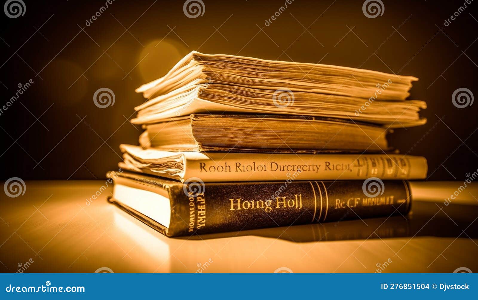 Antique Bible on Stack of Old Books Generated by AI Stock Illustration ...