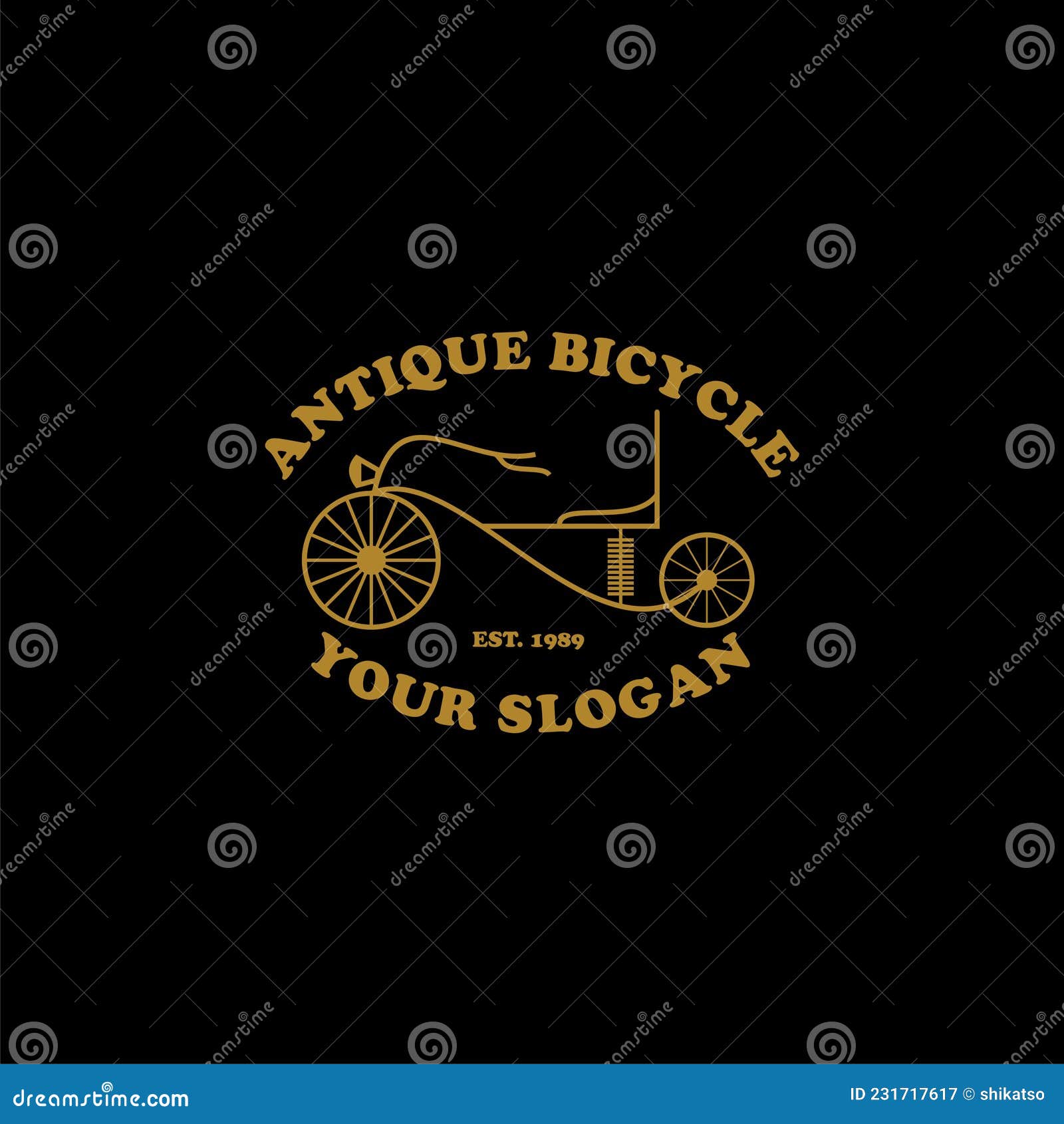 Antique Bicycle Vector Logo Design Stock Vector - Illustration of ...