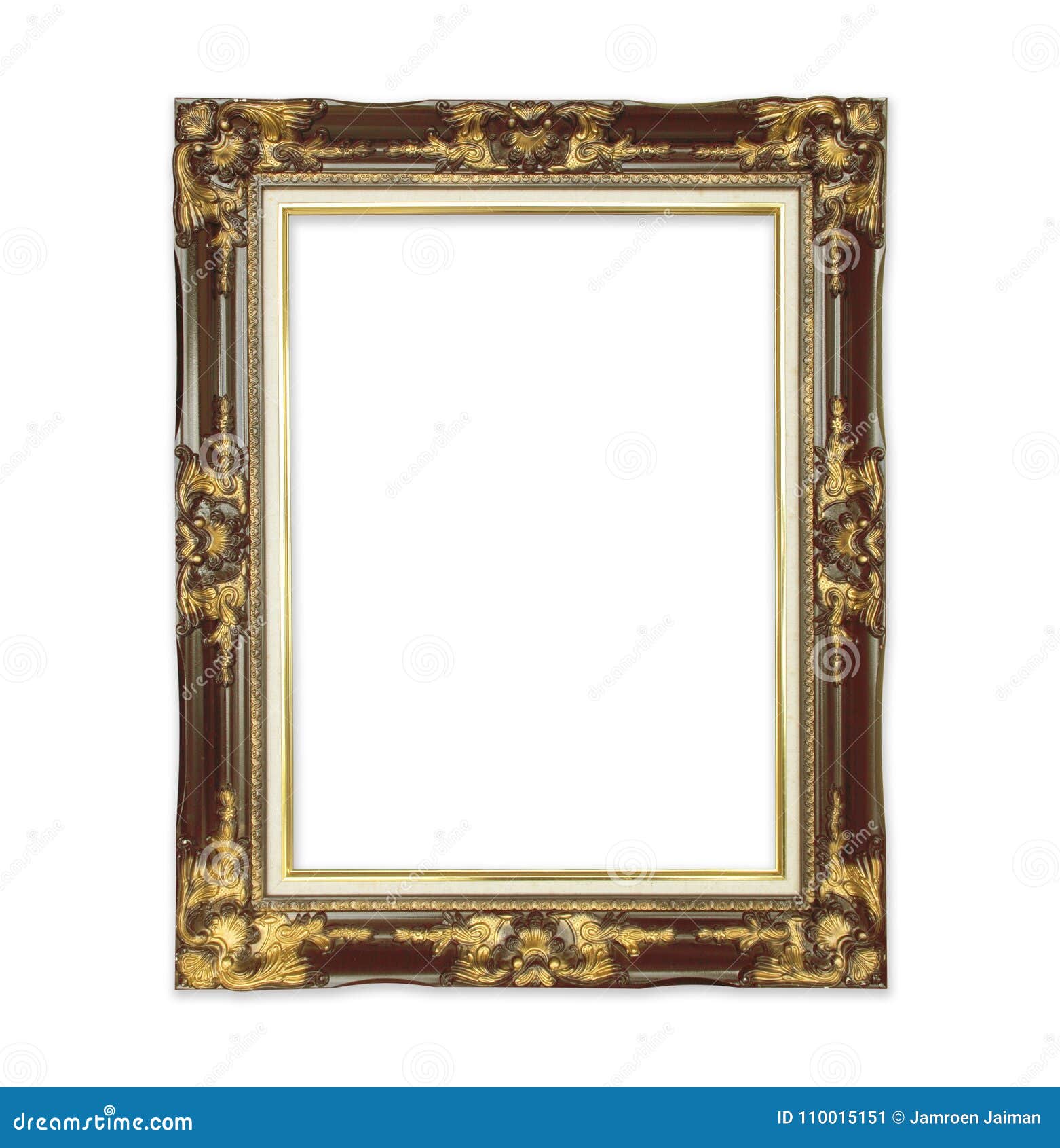 Antique Black Frame Isolated on White Background Stock Image - Image of ...