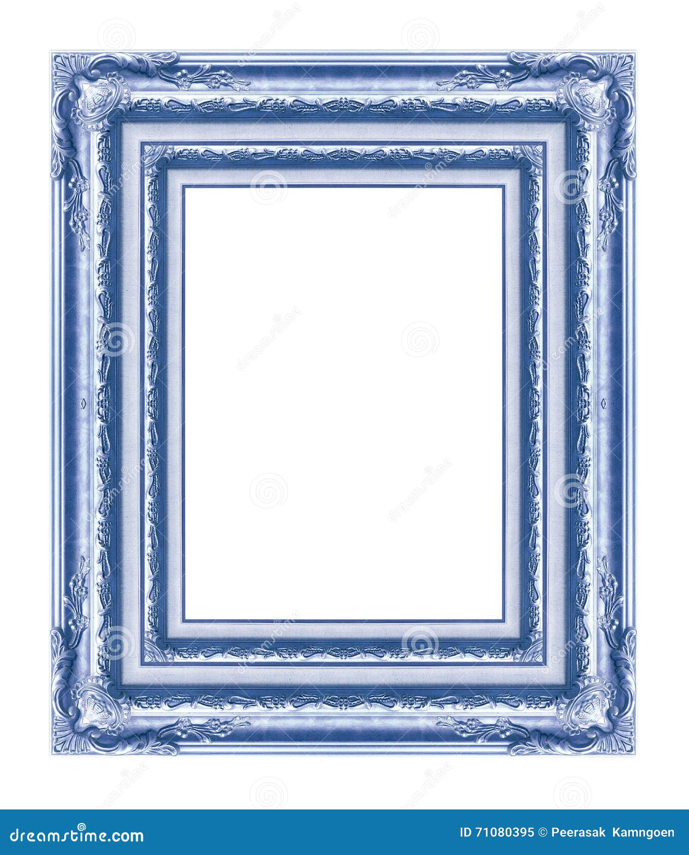 Antique Blue Frame Isolated on White Background Stock Image - Image of ...