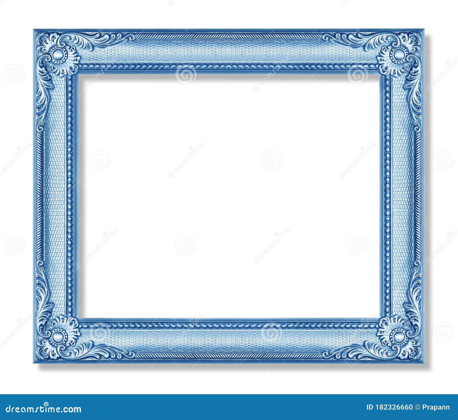 The Antique Blue Frame on the White Background Stock Photo - Image of ...