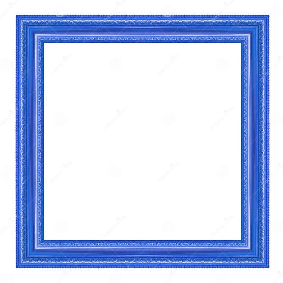 The Antique Blue Frame on the White Background for Design. Stock Image ...