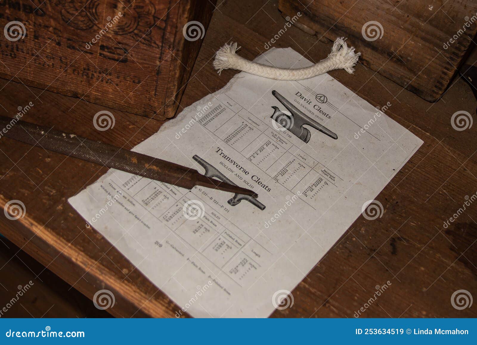 Antique Boat or Ship Repair Tools and Technical Instructions on Work ...