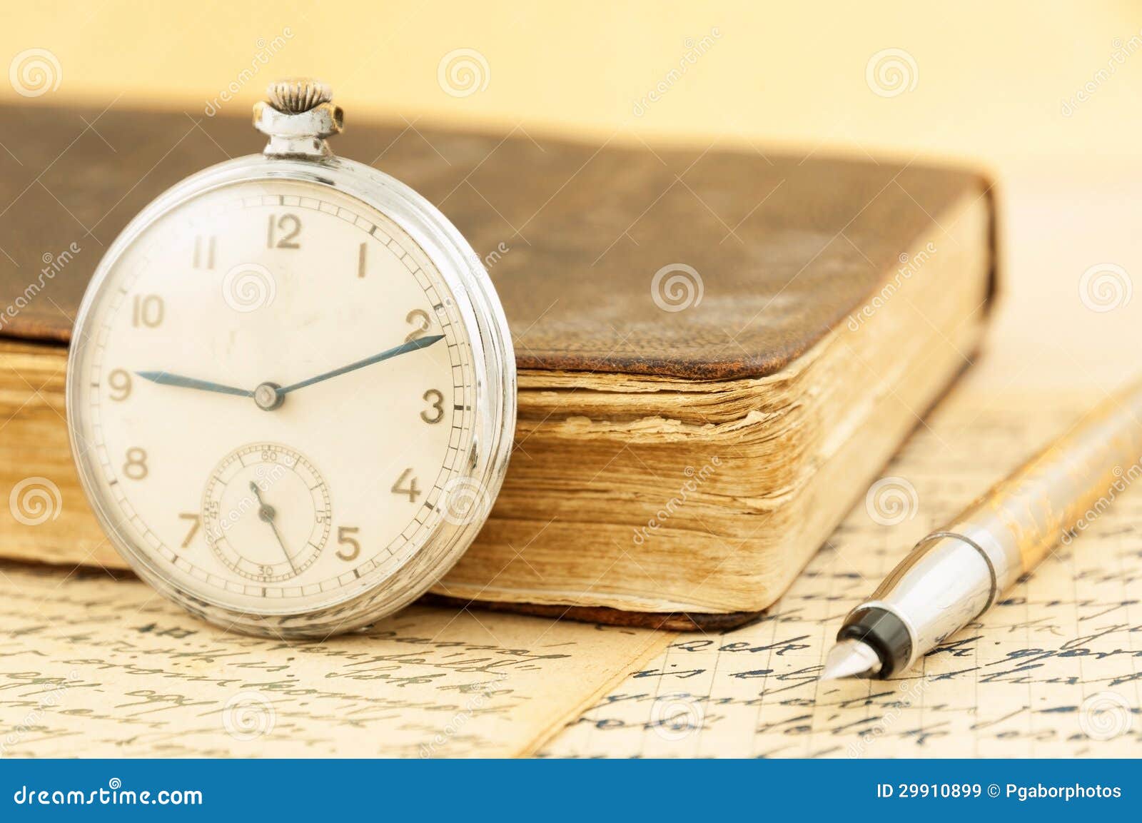 Antique book and clock stock image. Image of retro, vintage - 29910899