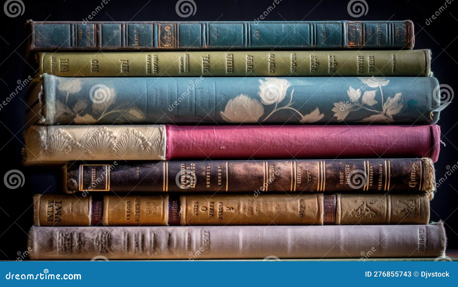 Antique Book Collection on Old Bookshelf Generated by AI Stock Image ...