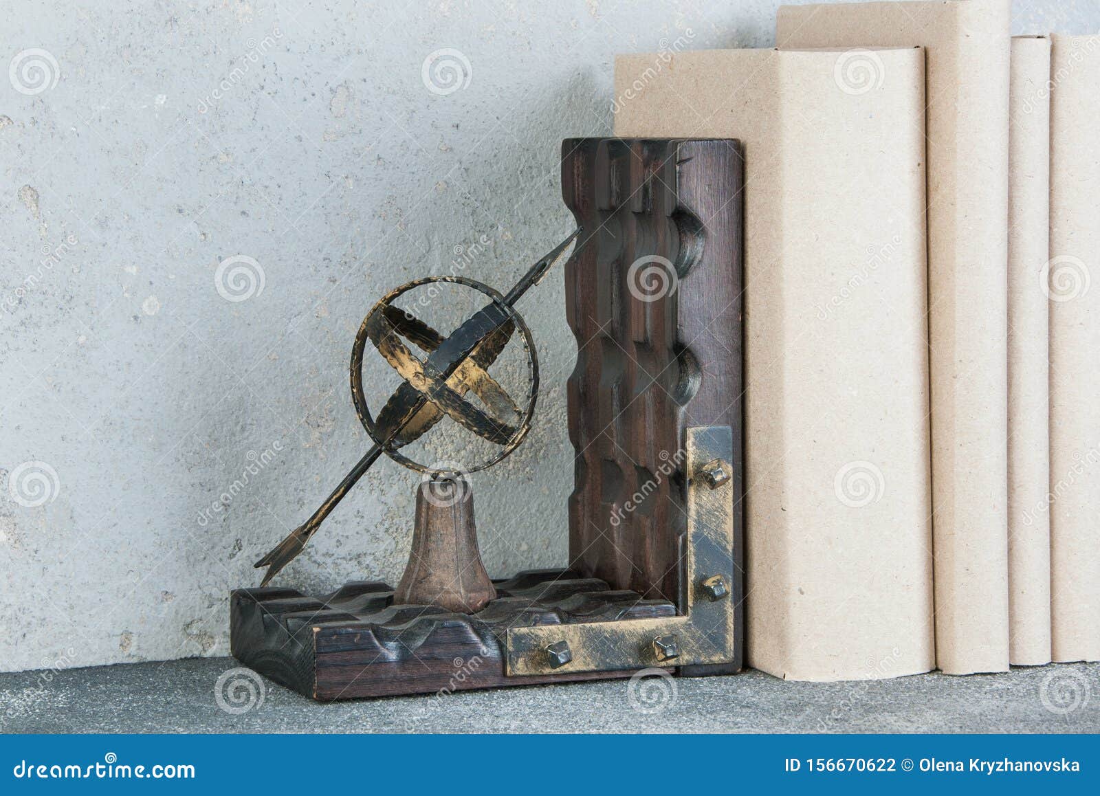 Antique Book Ends on a Gray Background Stock Photo - Image of texture ...