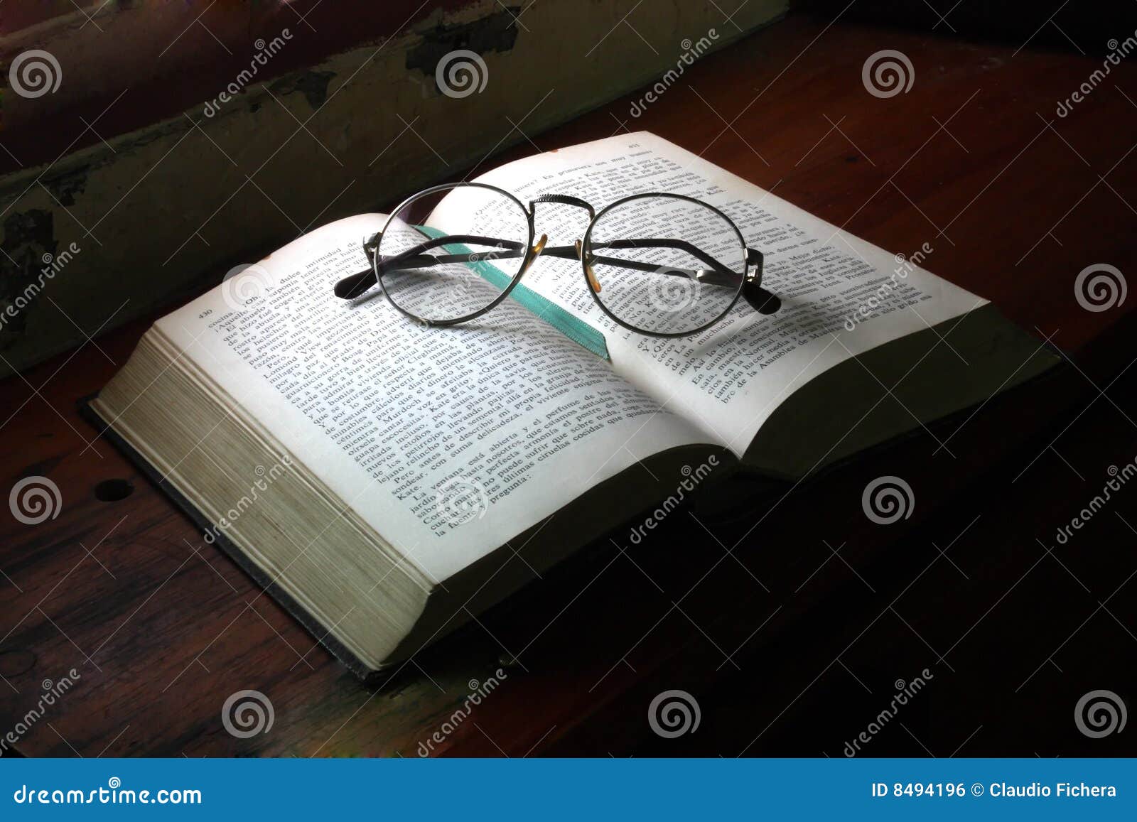 Antique book with glasses stock photo. Image of grunge - 8494196