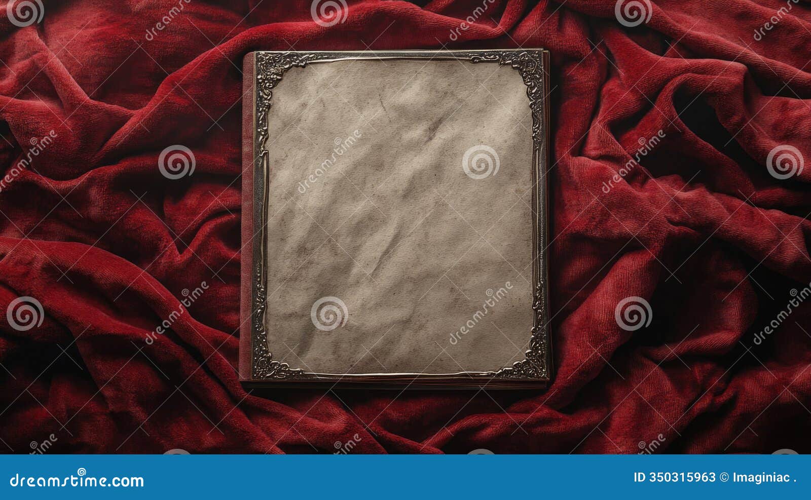 Antique Book Rests on Deep Red Velvet Cloth Stock Illustration ...