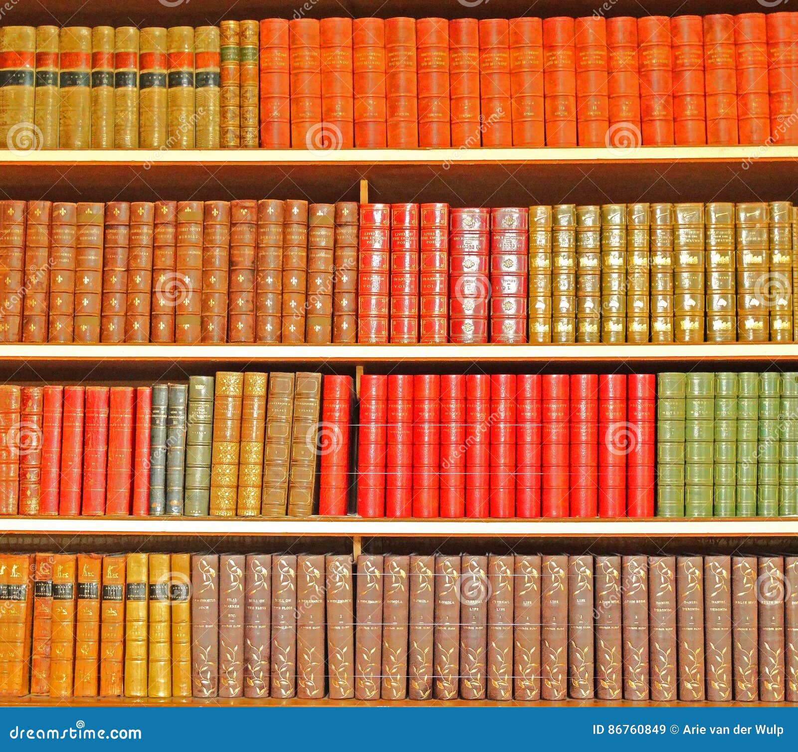 Antique Books Arranged Bij Color Stock Image - Image of arranged ...