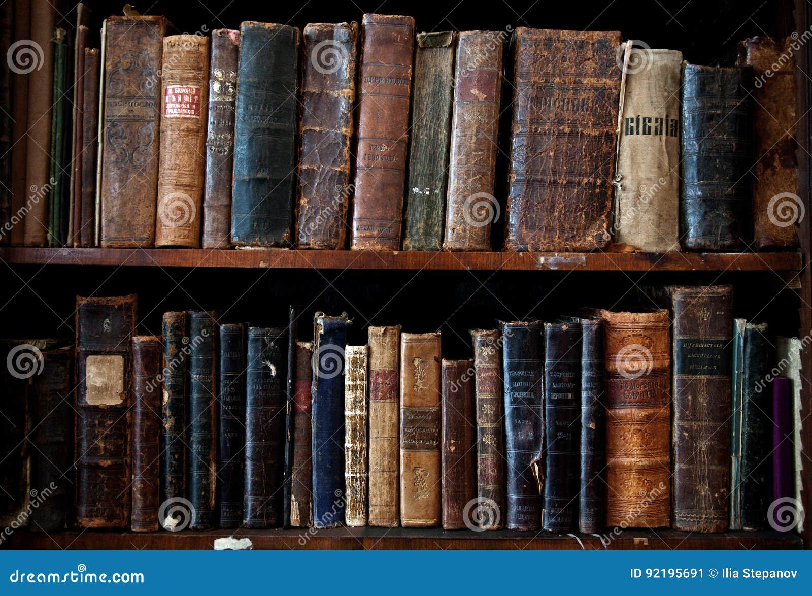 Antique books on bookshelf stock image. Image of shelf - 92195691