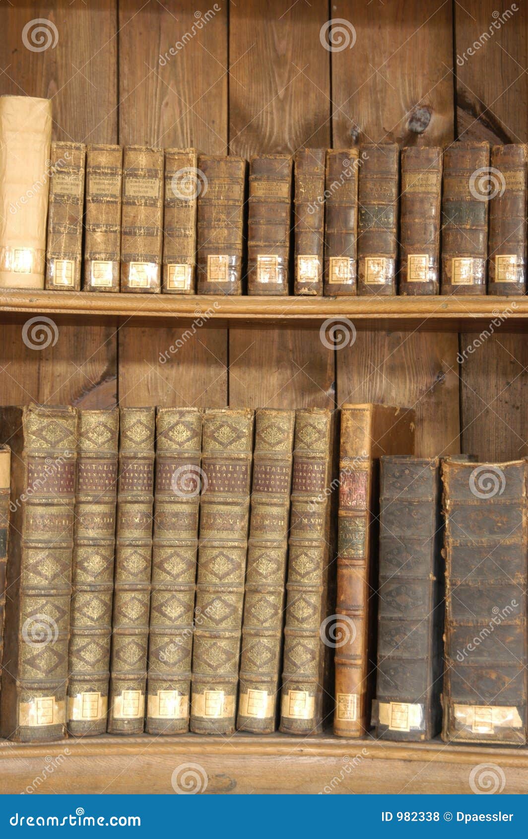 Antique books on shelves stock photo. Image of collected - 982338