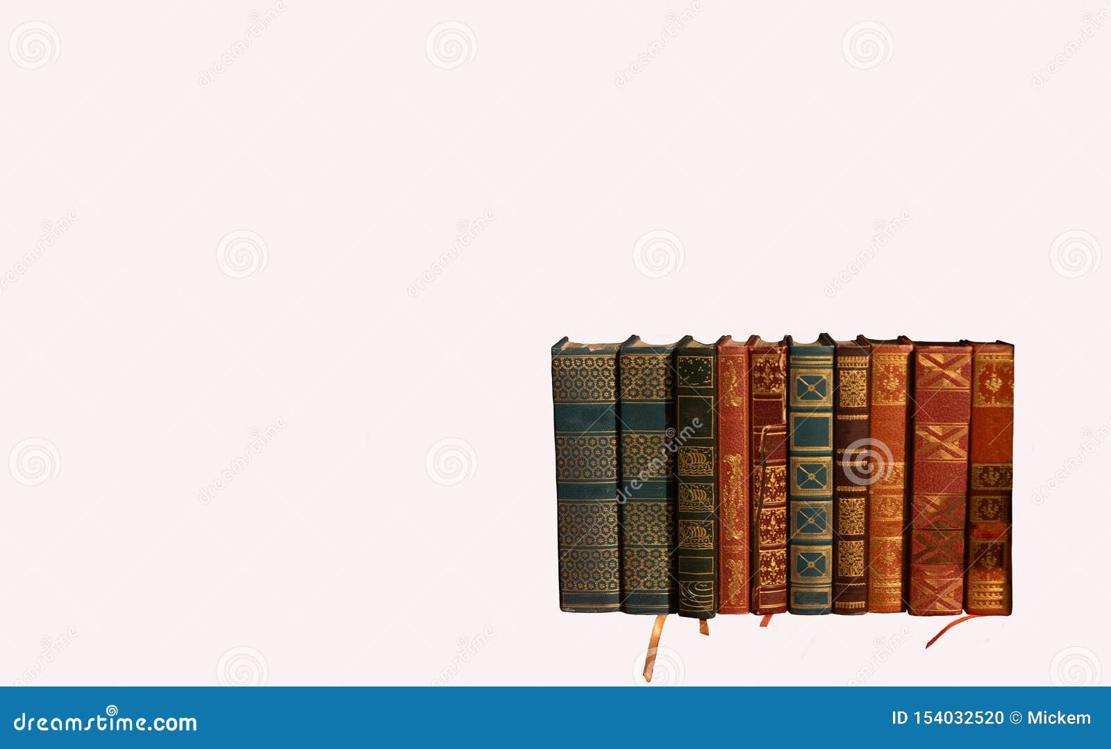 Antique Books Studio Copy Space on White Stock Photo - Image of closeup ...