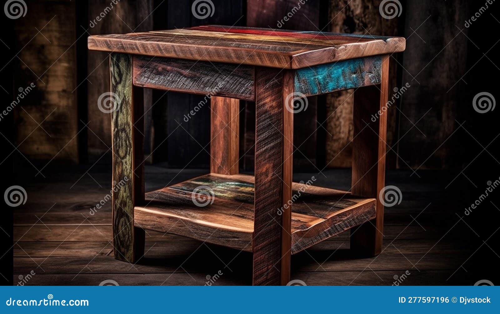 Antique Bookshelf, Rustic Wood, Damaged Plank Stack Generated by AI ...