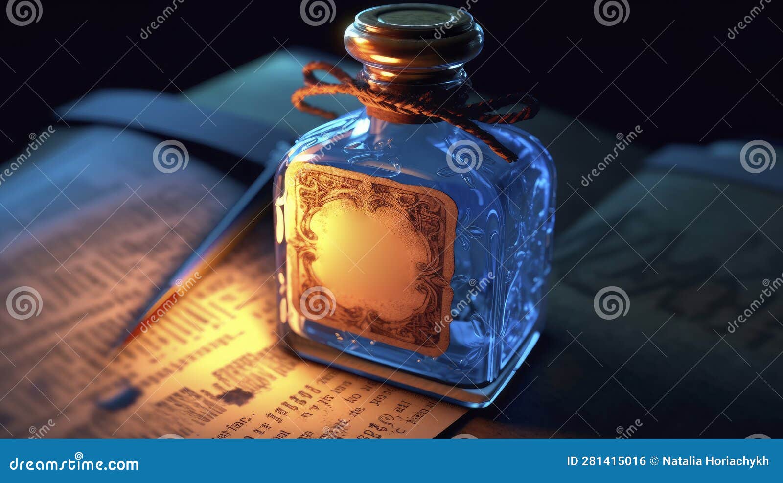 Antique Bottle with a Letter Glows in the Dark. Perfume Bottle. Magic ...