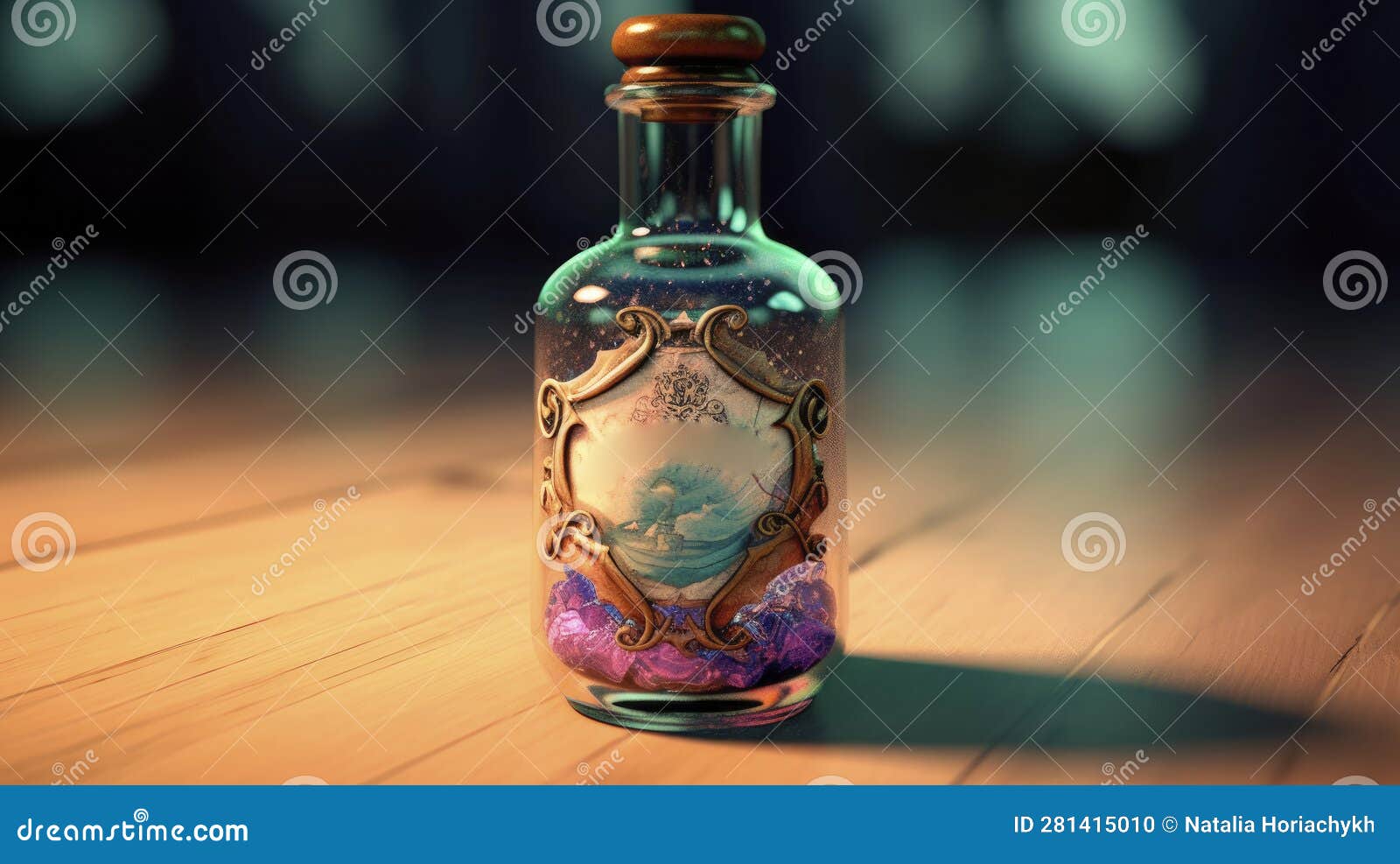 Antique Bottle with a Letter Glows in the Dark. Perfume Bottle. Magic ...